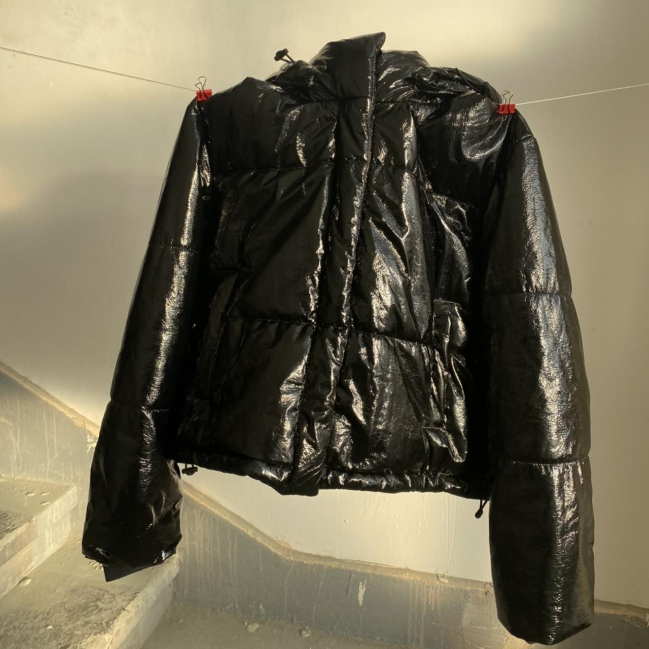 MSGM black vinyl puffer jacket size s-m excellent... - Depop