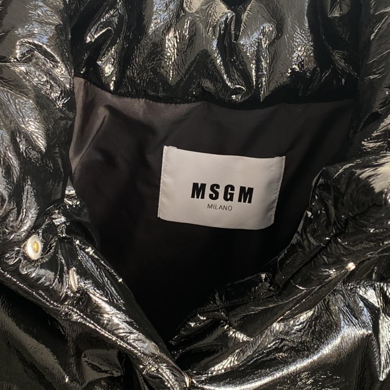 MSGM black vinyl puffer jacket size s-m excellent... - Depop