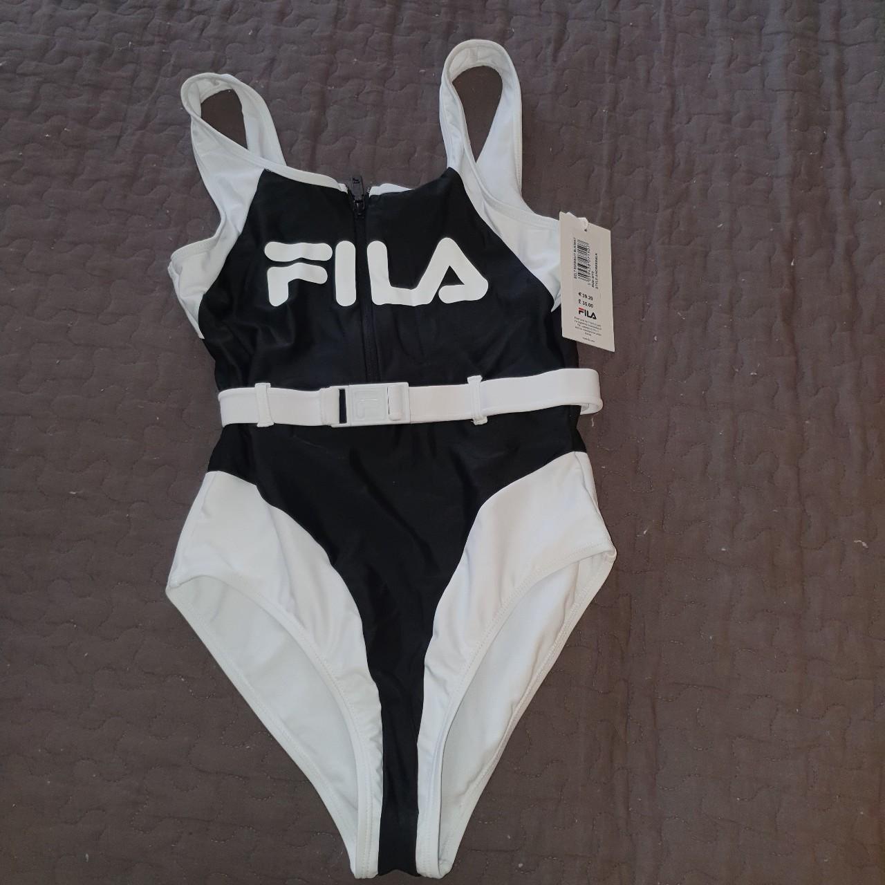 Flattering Fila bathing suit with belted waist.... - Depop