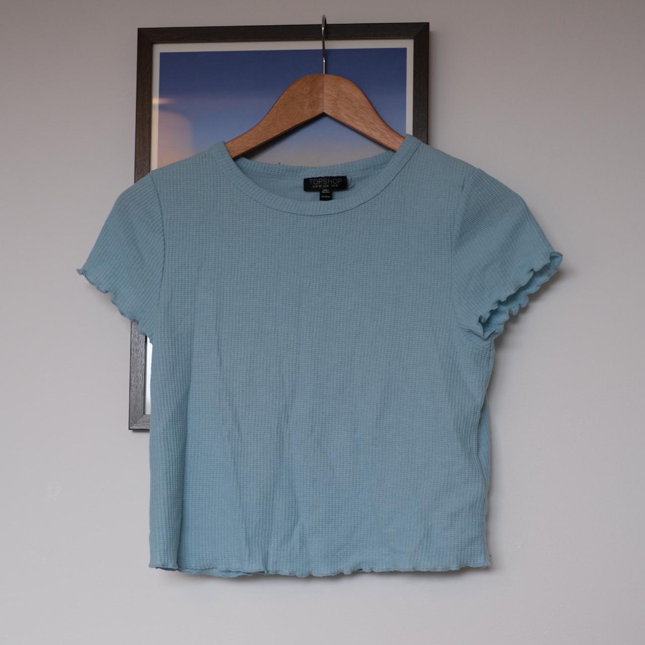 Cute baby blue cropped top from Topshop with scallop... - Depop