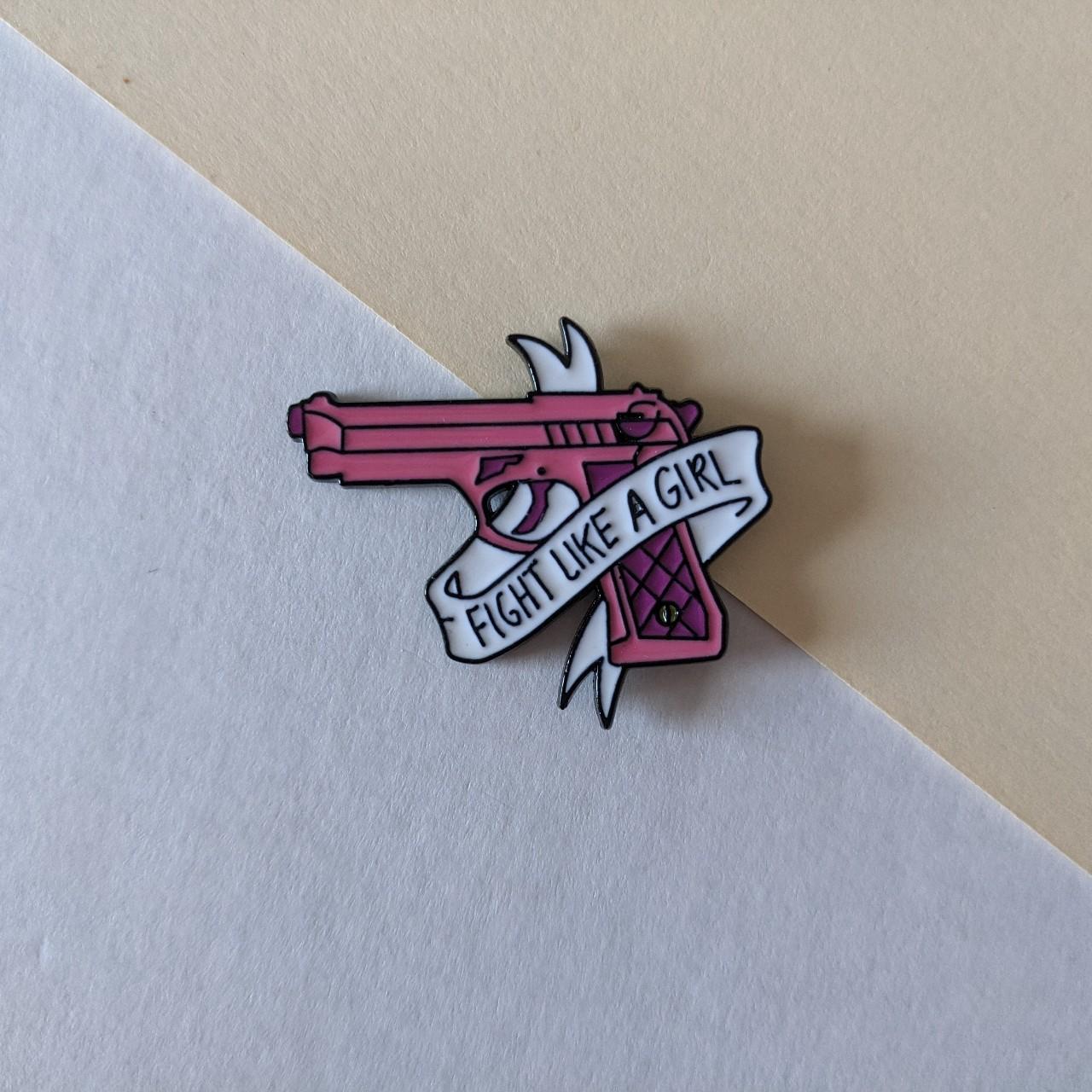 'Fight like a Girl' Enamel Pin Badge High quality... - Depop