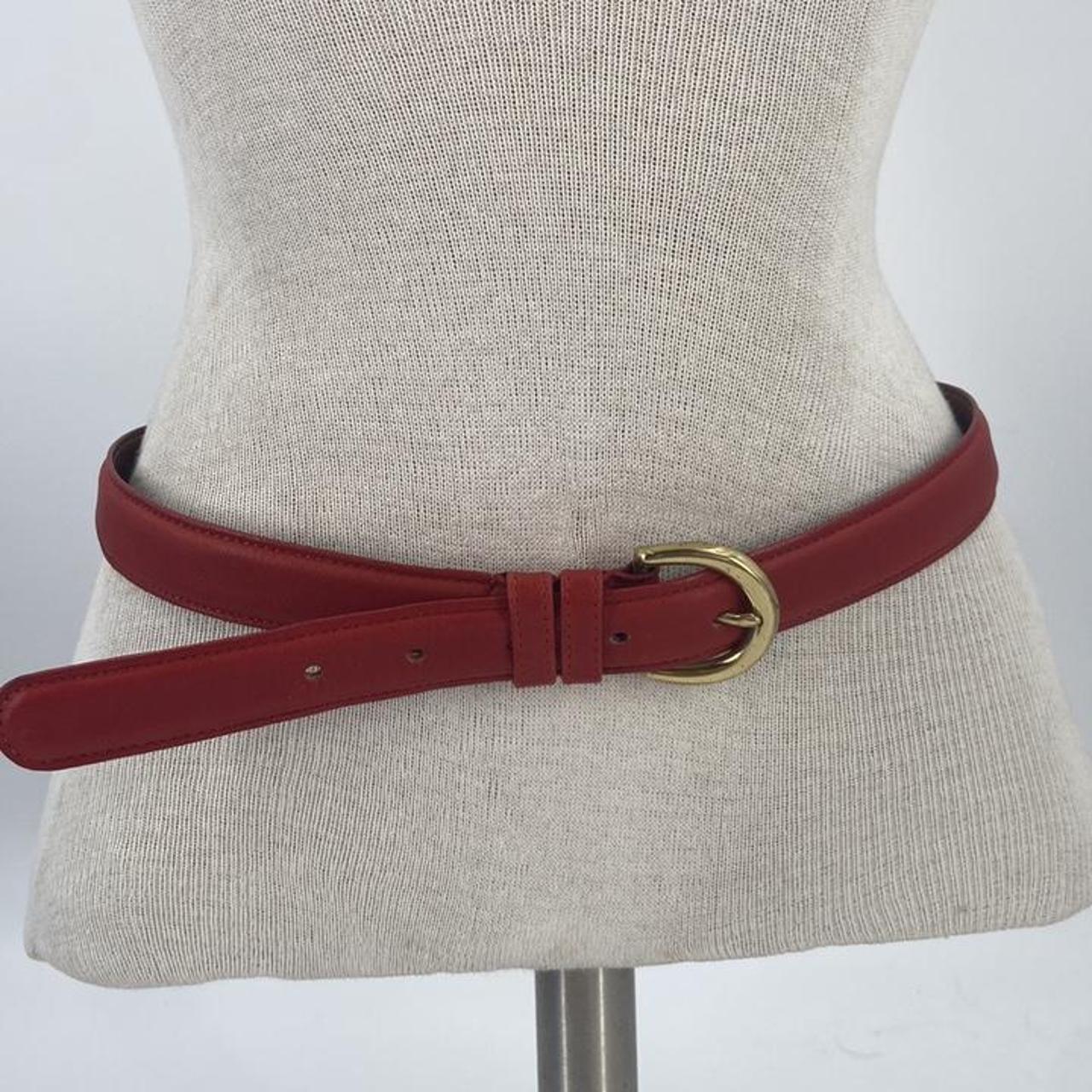 Vintage coach red leather belt Size m Measurements... - Depop