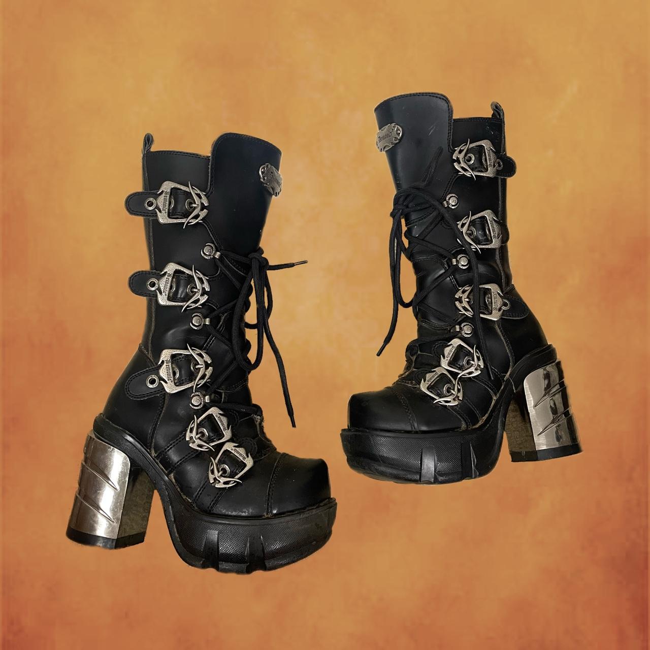 DEMONIA SINISTER 203 TALL PLATFORM GOTH BOOTS Faux... - Depop