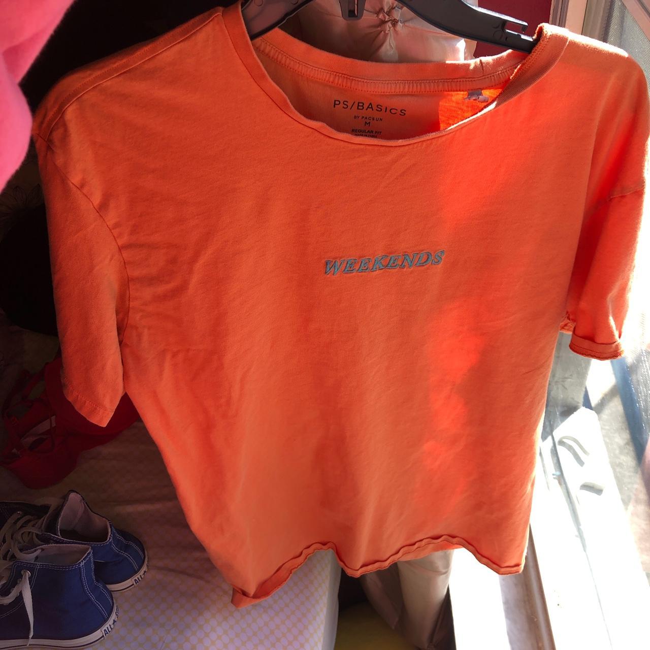 PacSun Women's Orange and Blue T-shirt | Depop