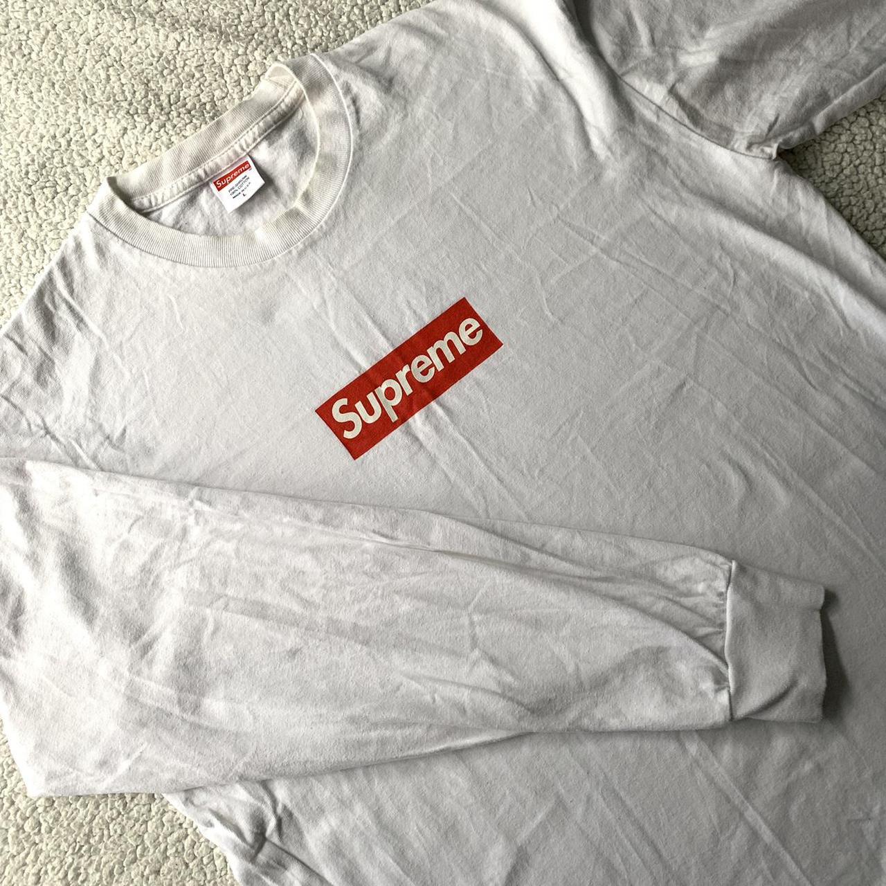 Supreme box logo longsleeve ss20 White - size large... - Depop