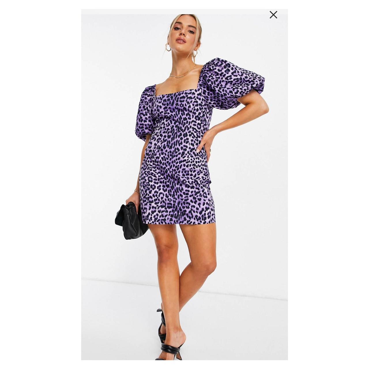 Envii Purple Leopard Print Mini Dress Brand New... - Depop