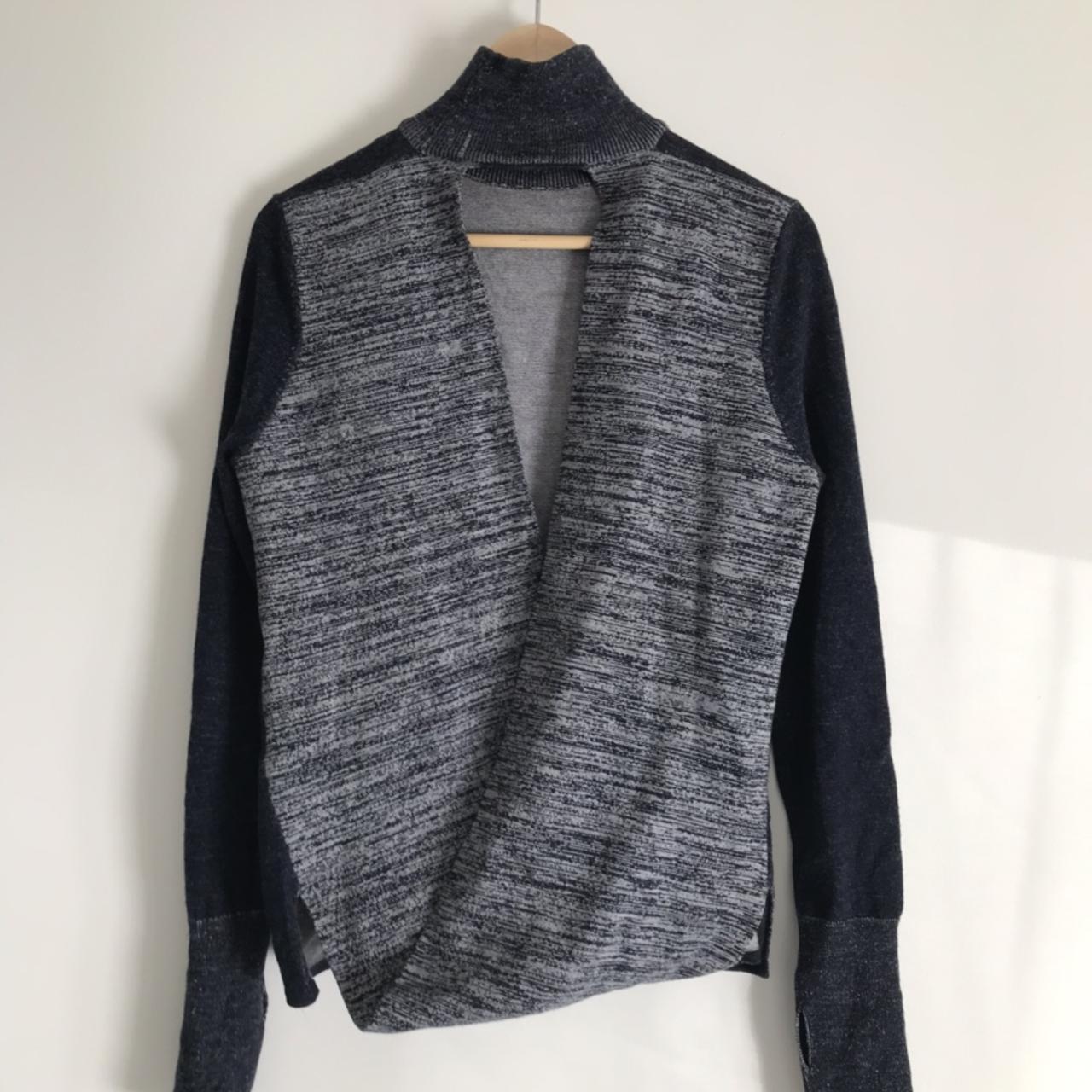 Dion Lee cut out, loop back jumper. Navy and white... - Depop