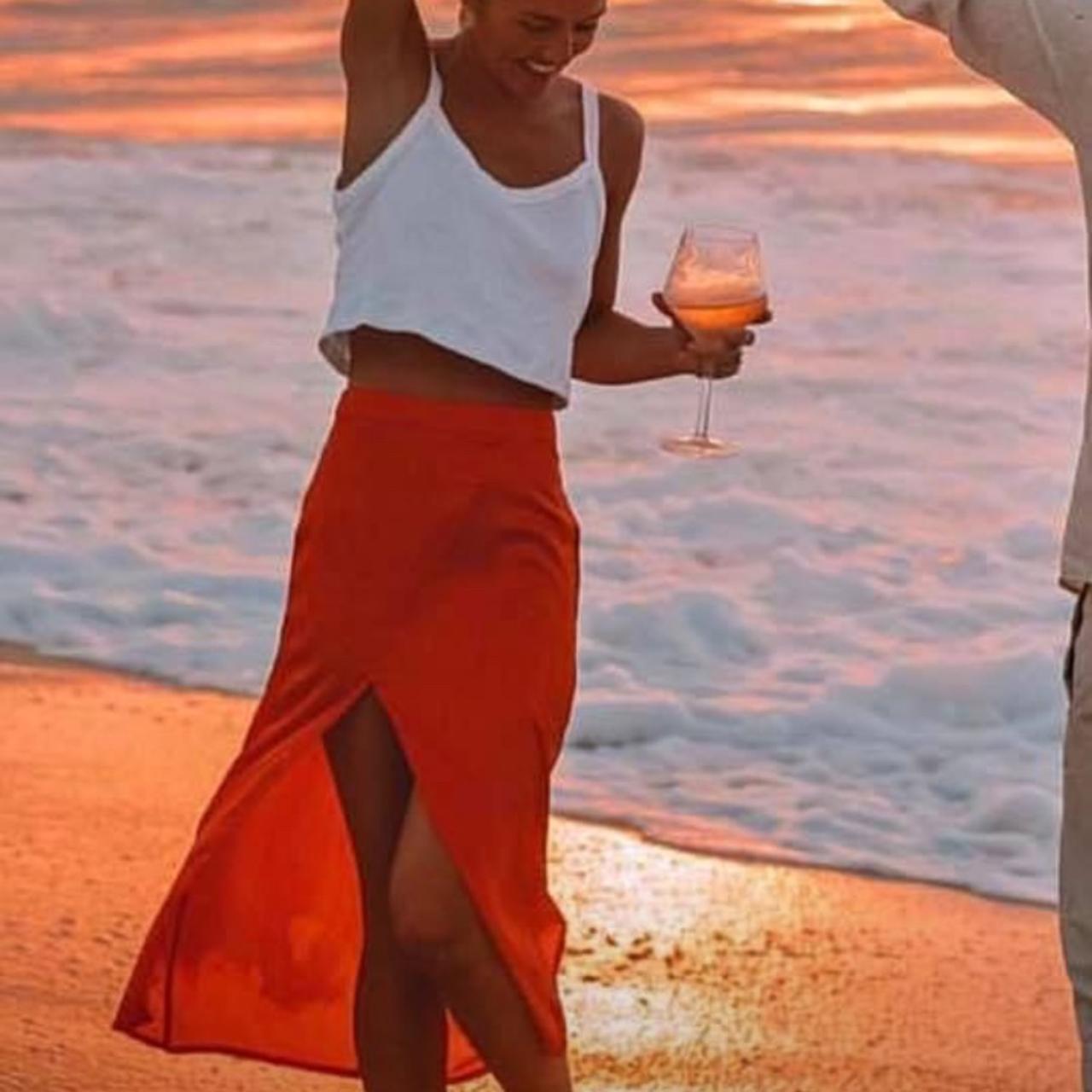 Turquoise Lane Midi Slip Skirt M (8-10) Too big for... - Depop