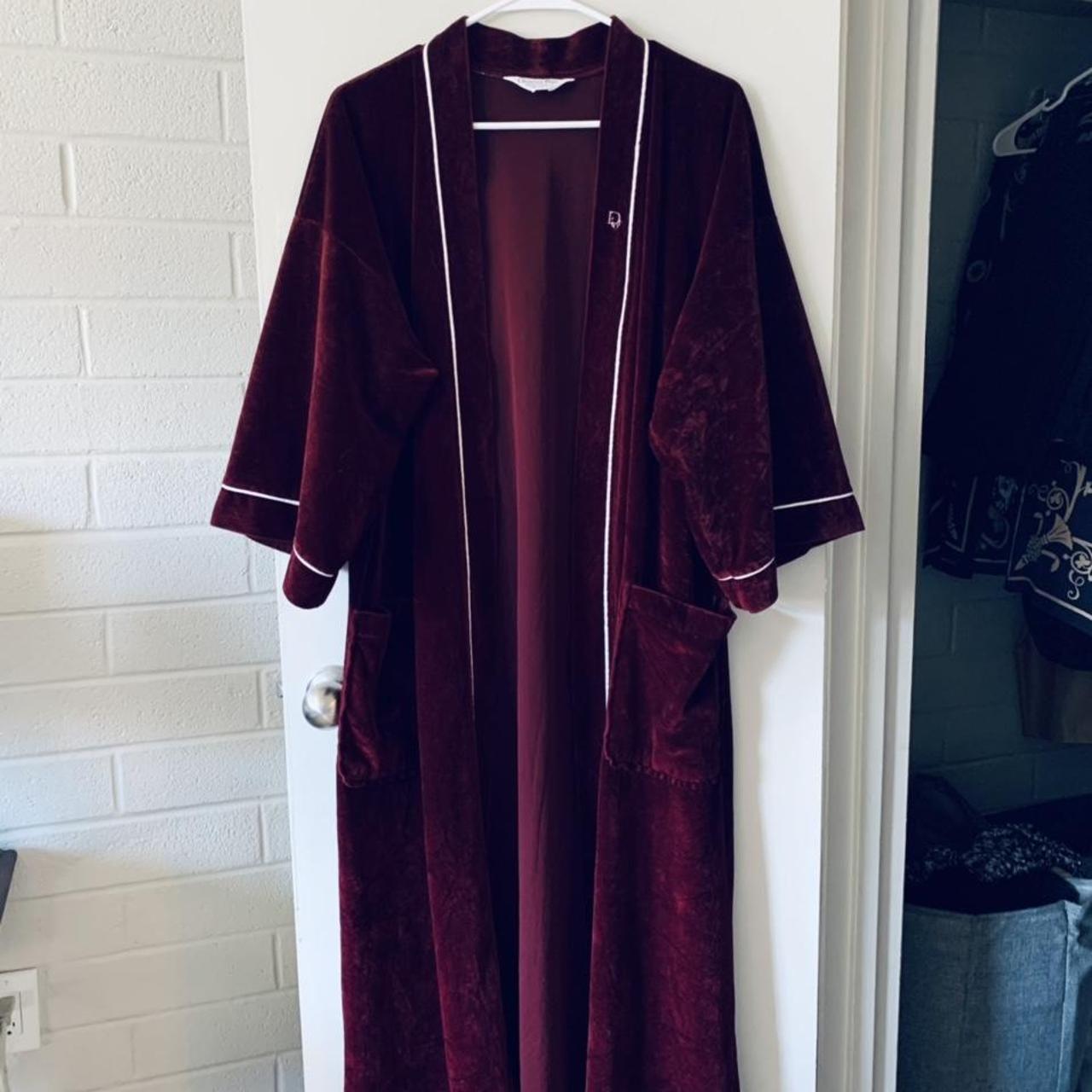 Christian Dior maroon velour robe vintage stunning... - Depop