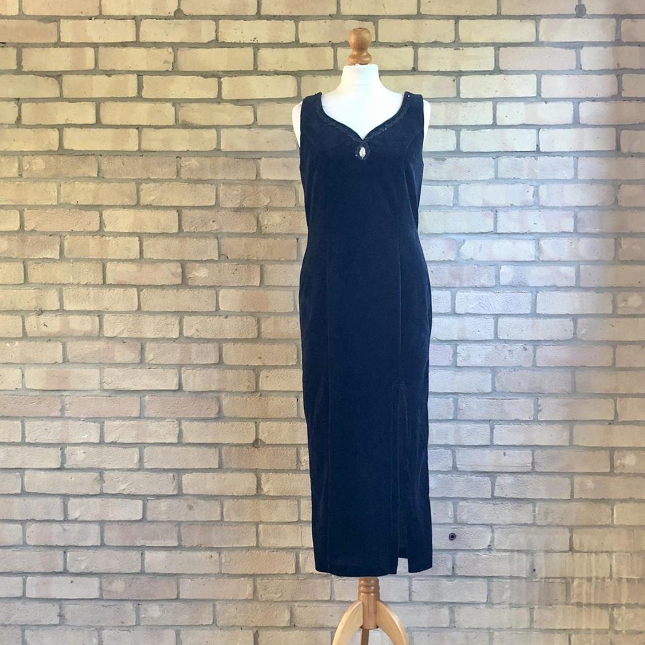 Vintage Black Velvet Dress Sleeveless wiggle style... - Depop