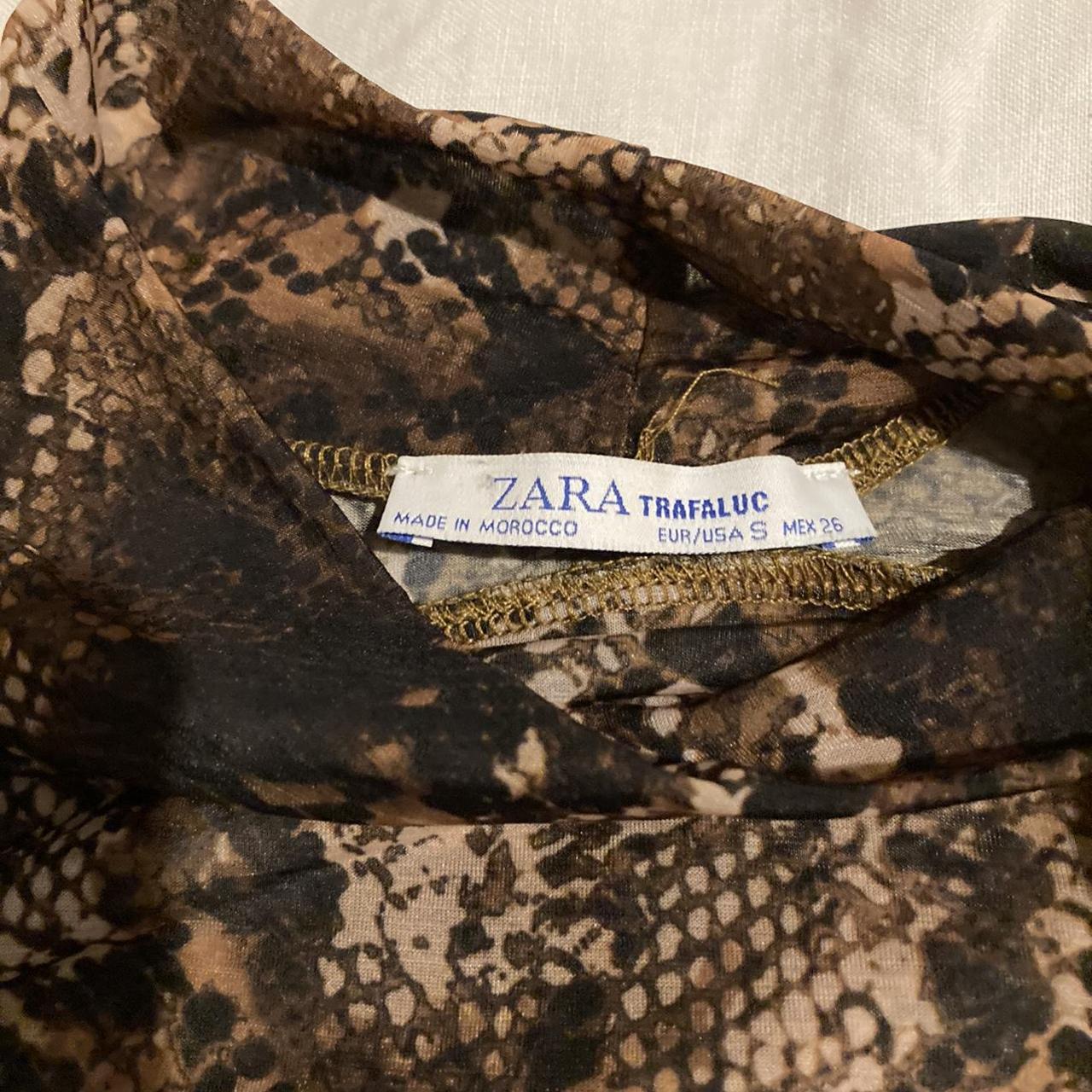 Sheer snakeskin print Zara top Long sleeves, mock... - Depop