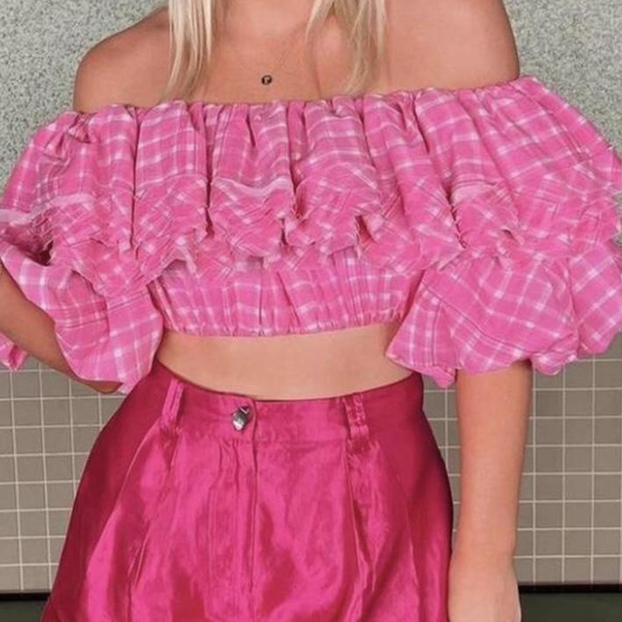 AJE PINK RUFFLE TOP XS 6-8 $80 hire + $50... - Depop
