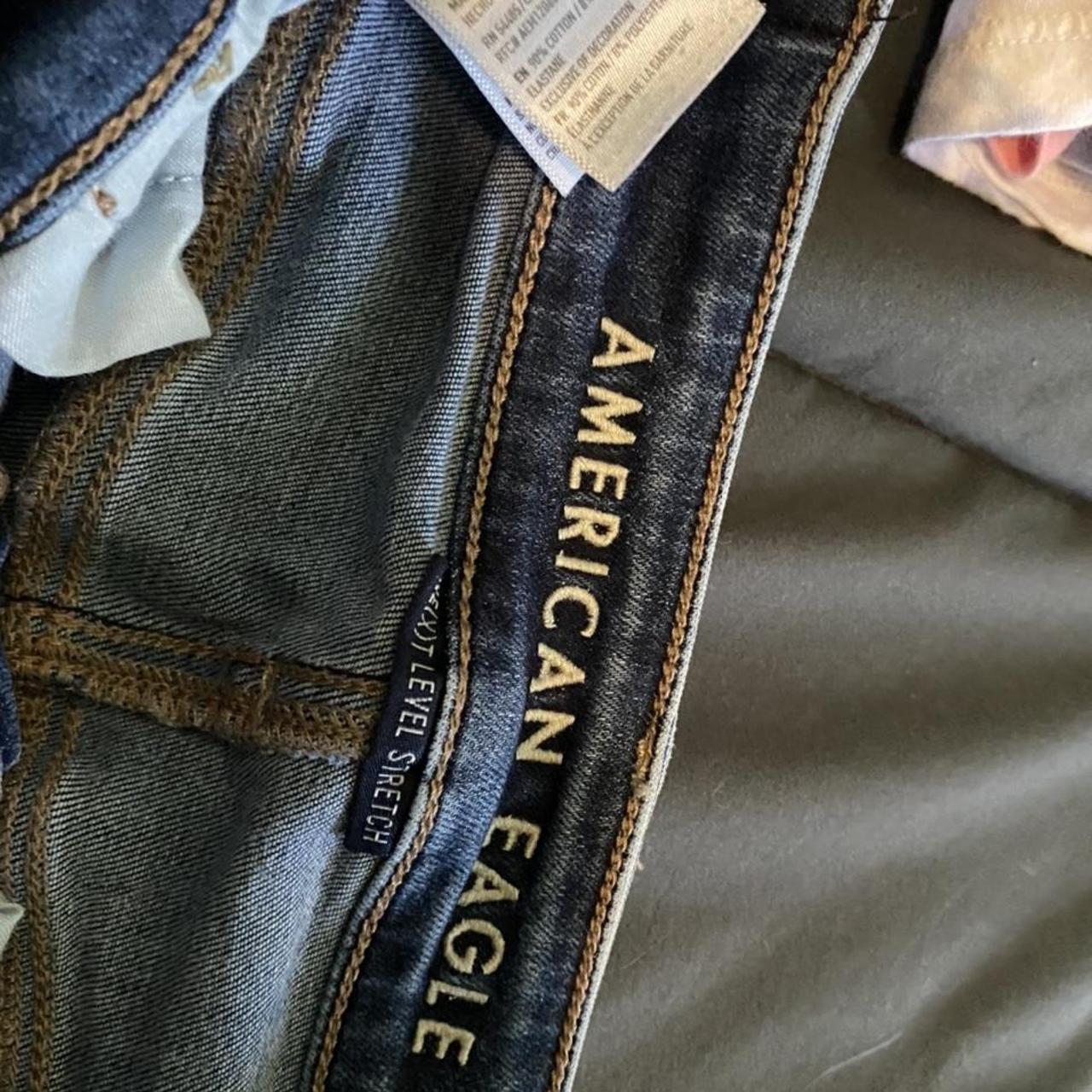 american eagle ripped high waisted skinny jeans sz... - Depop