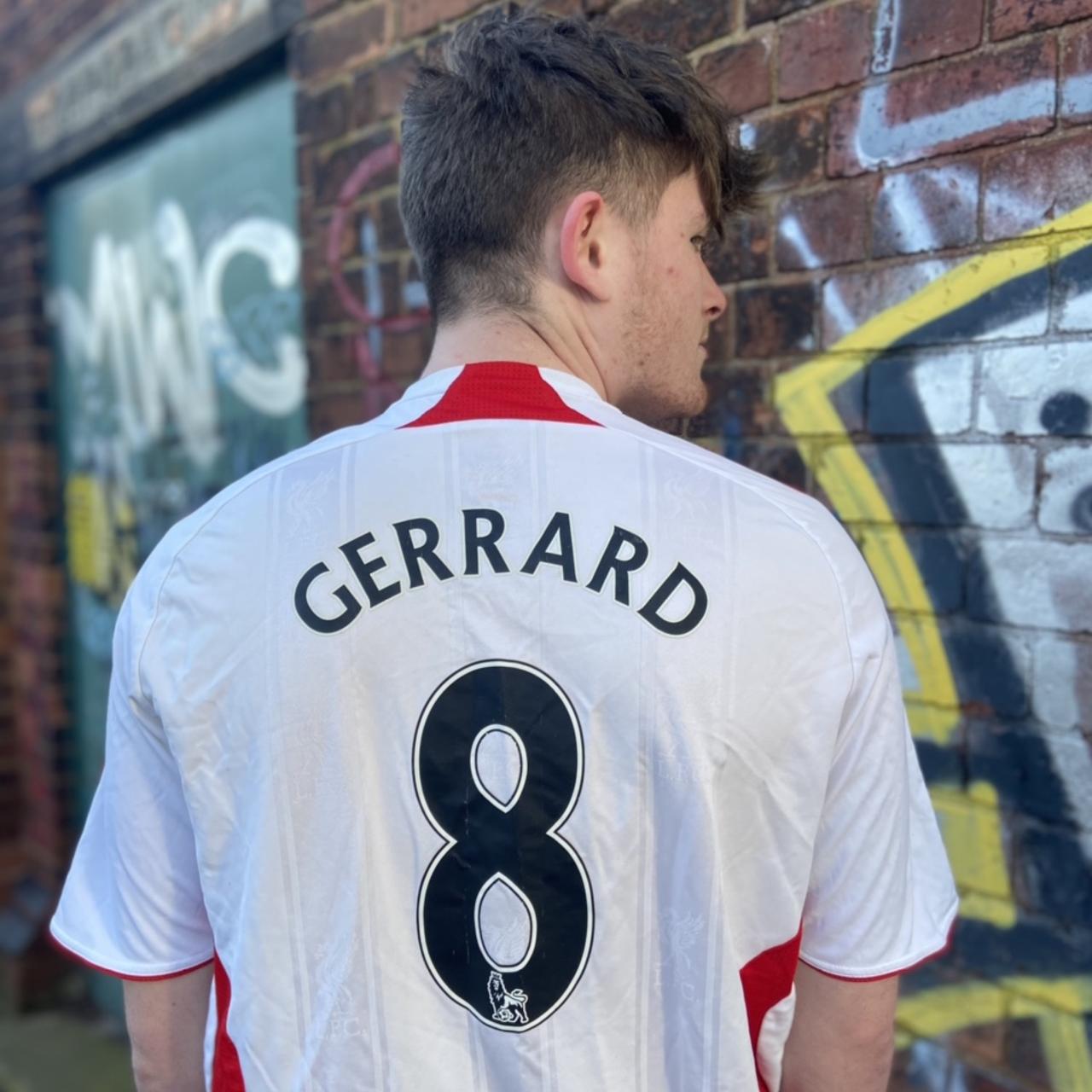 1966- Liverpool FC Steven Gerrard 2007/08 Away... - Depop