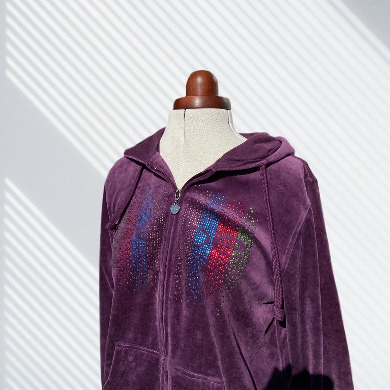 Vintage y2k velour rhinestone graphic Bebe zip up... - Depop