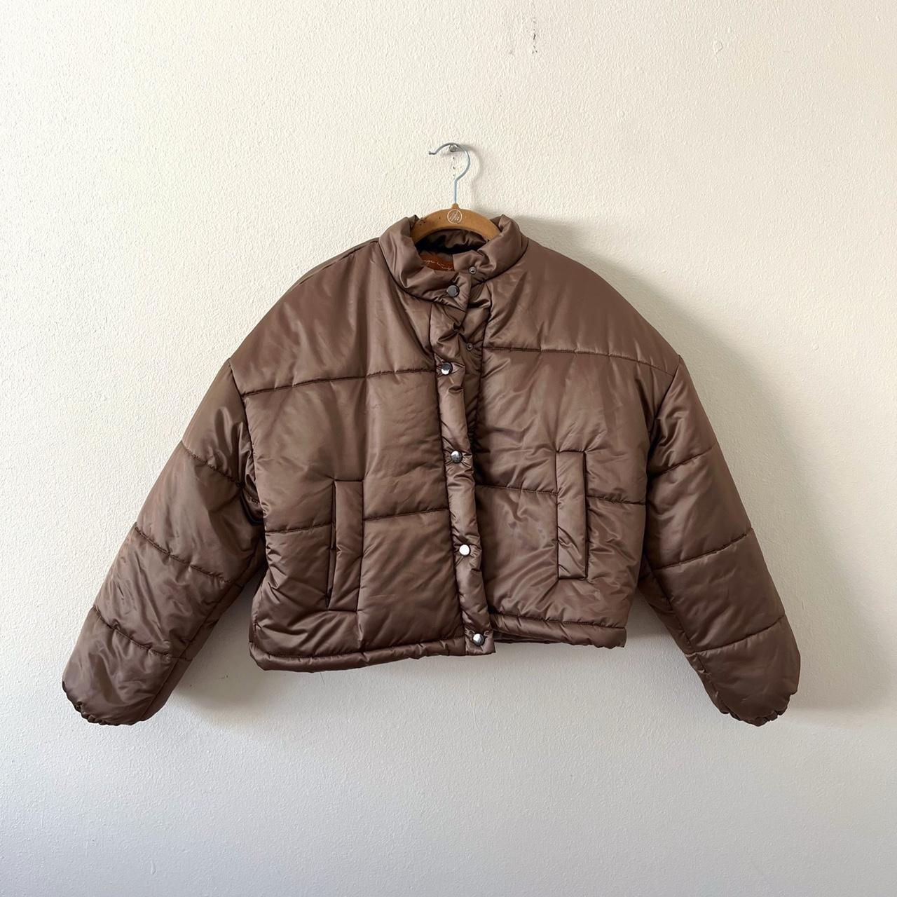 Brown Puffer Jacket • item is brand new with... - Depop