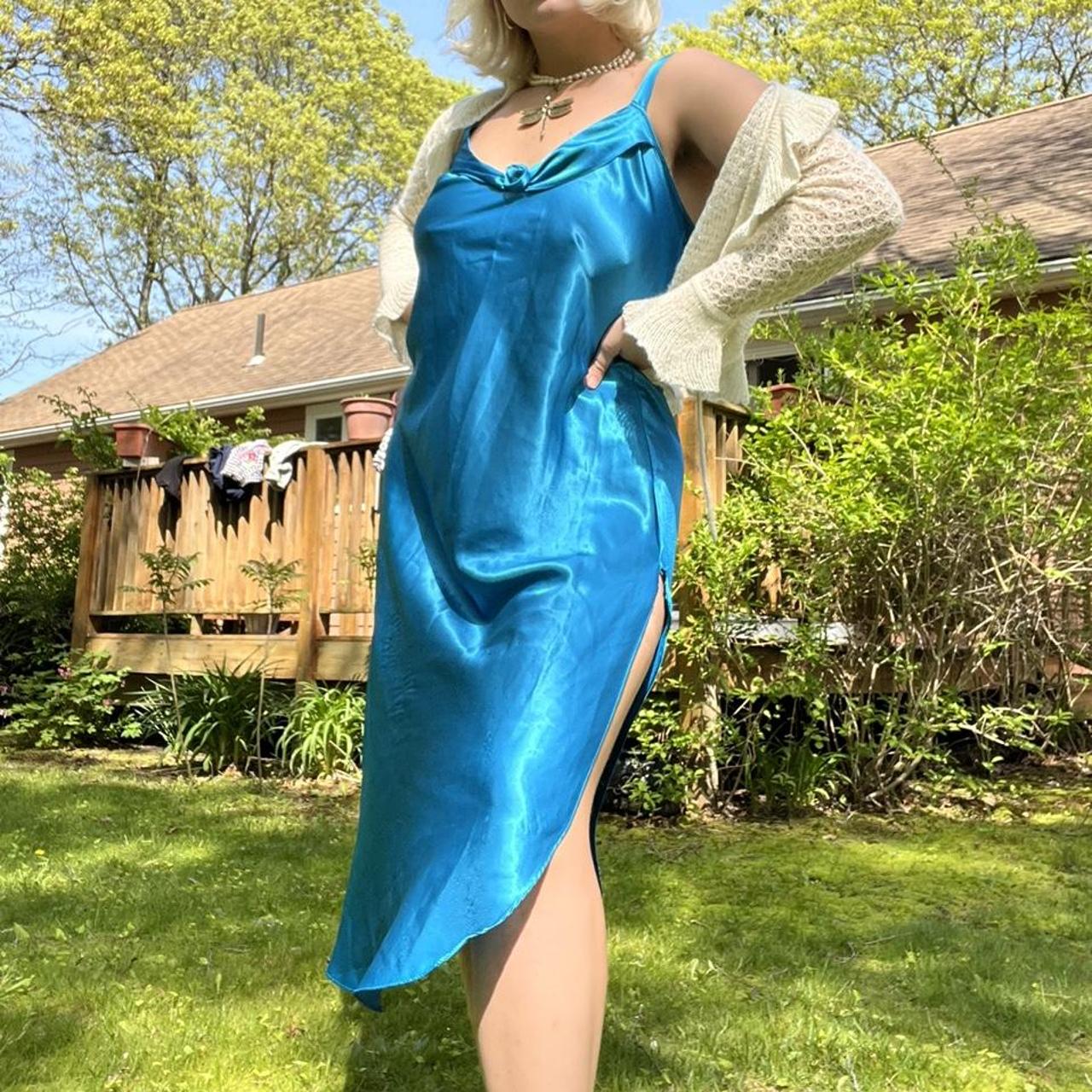 The Most Elegant Vintage Vibrant Blue Slip Obsessed Depop