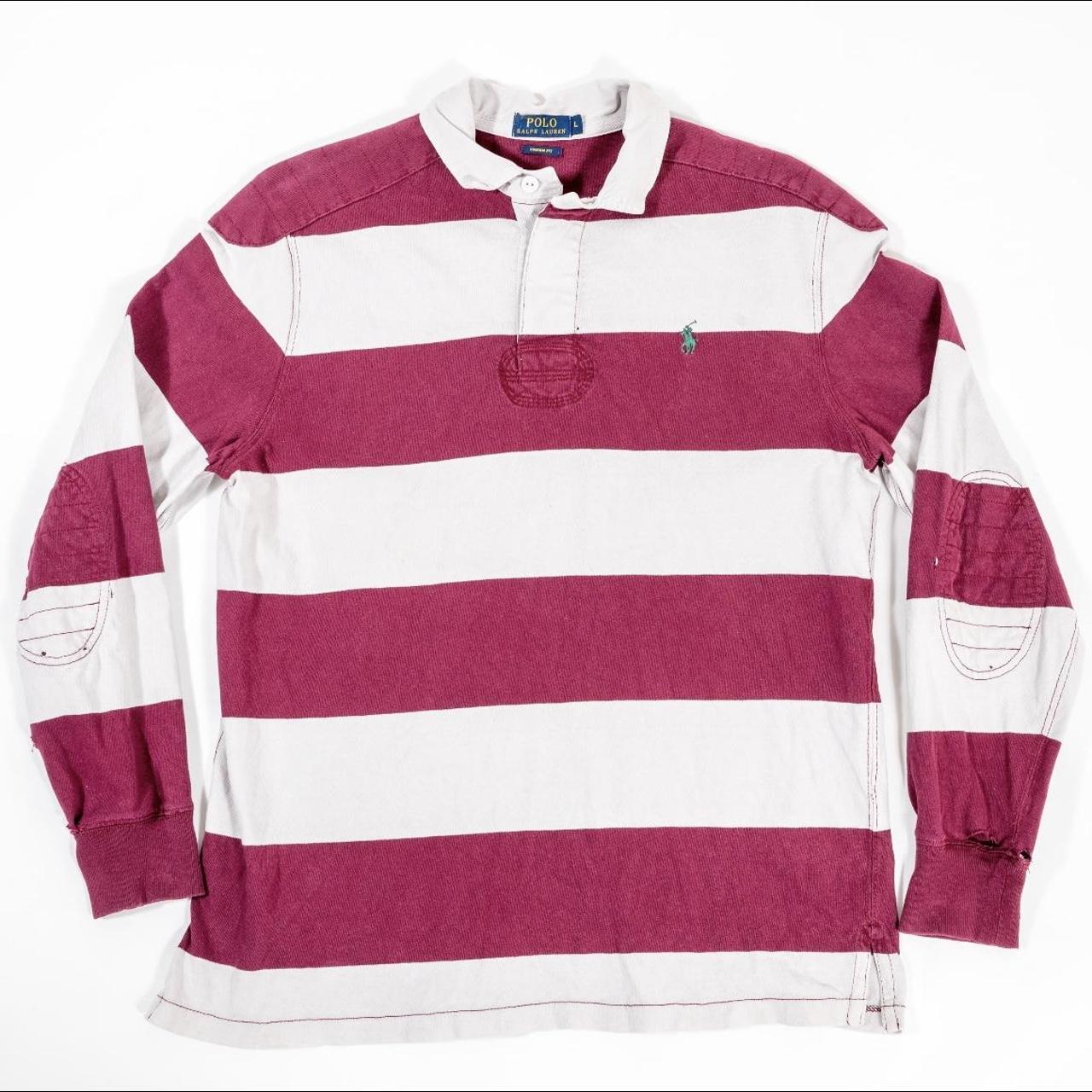 Ralph Lauren Rugby Shirt Large Striped Long Sleeve Depop