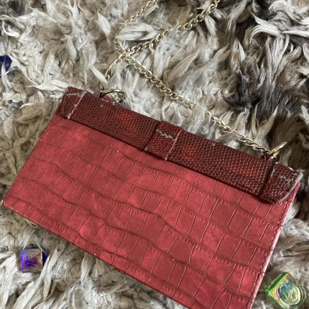 small red faux snake /alligator skin box purse♥️... - Depop