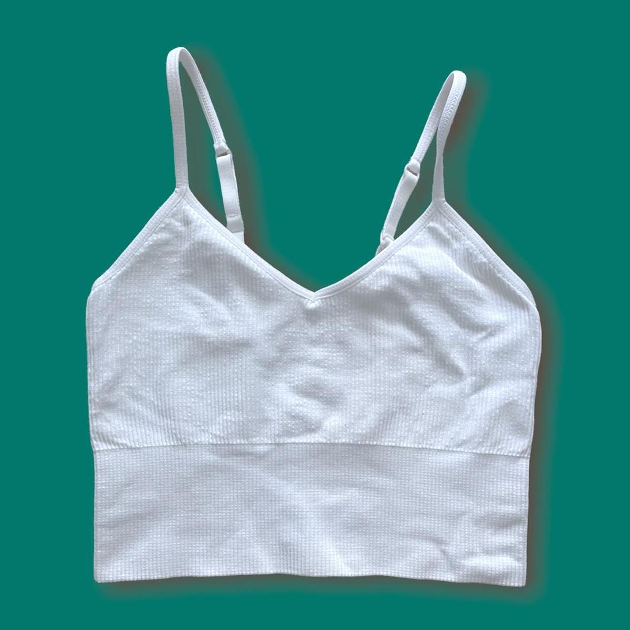 White seamless cami top with adjustable... - Depop