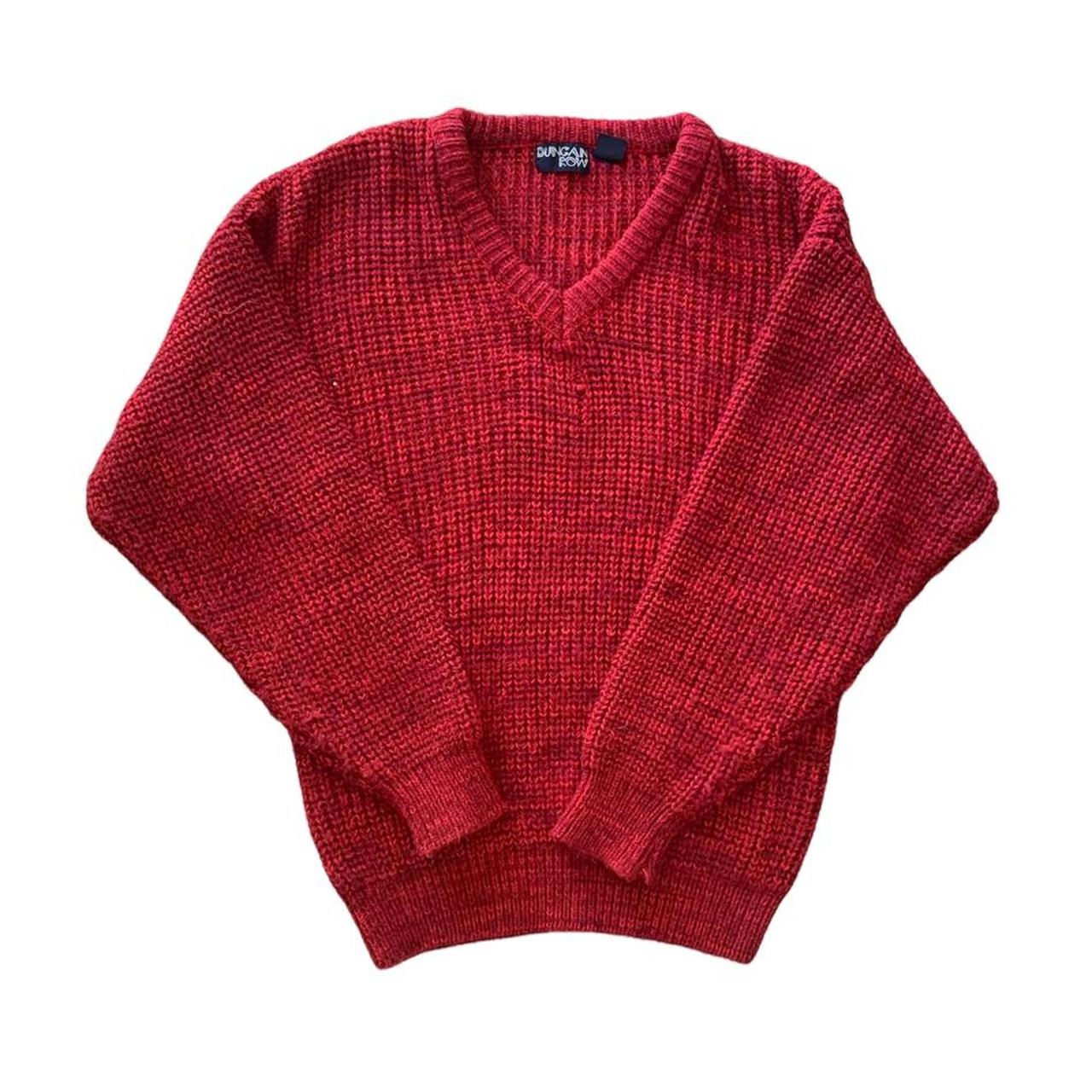 90s style oversized red v-neck sweater! •brand:... - Depop