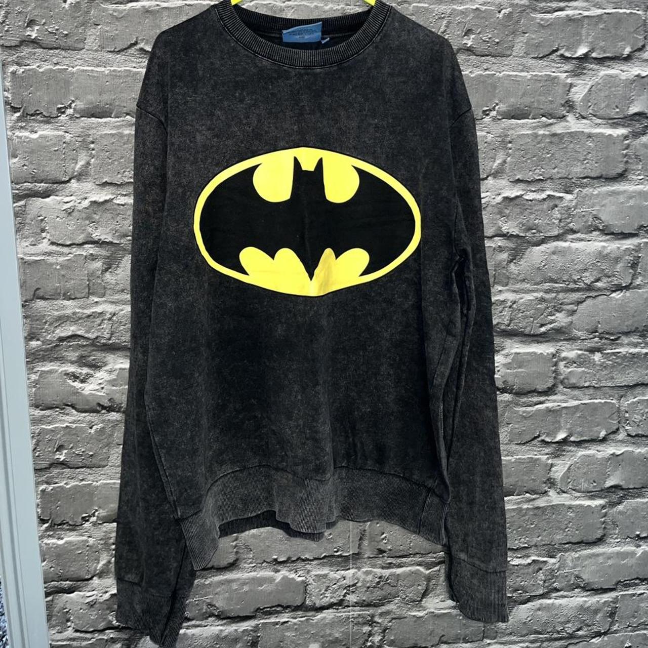 Washed black / grey Batman jumper Size M #batman... | Depop