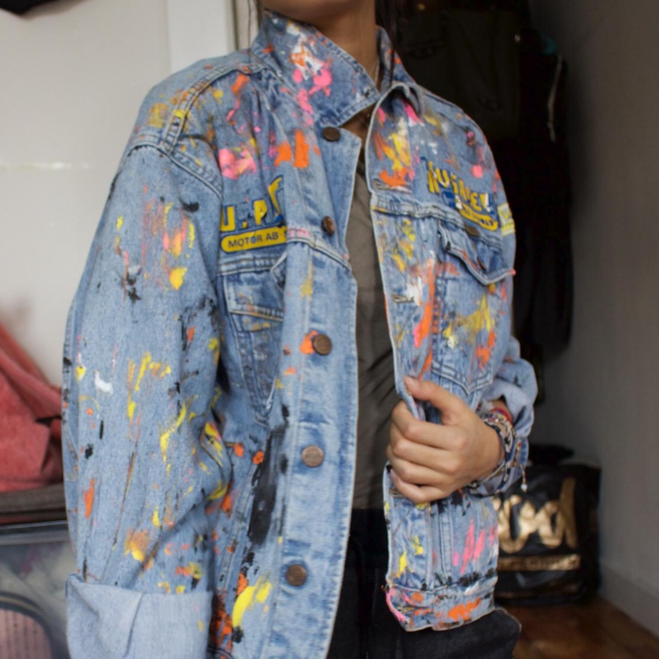 Vintage wrangler unisex painted jacket. This jacket... | Depop