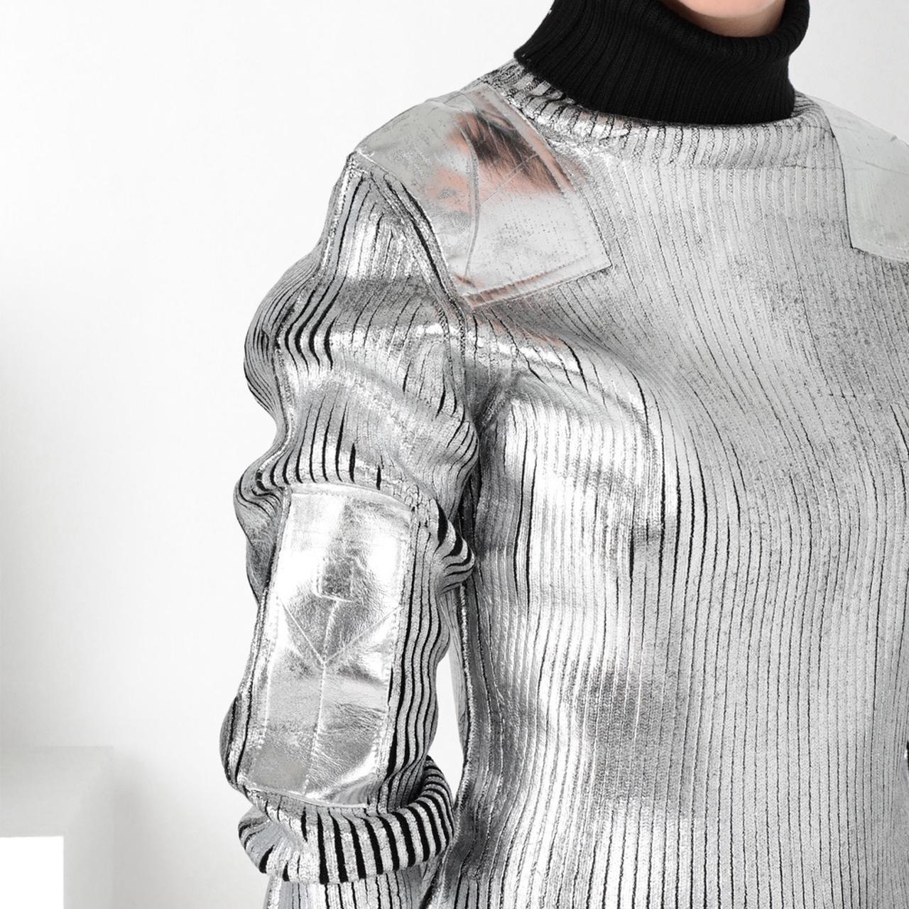 Maison Margiela Women's Black and Silver Jumper | Depop