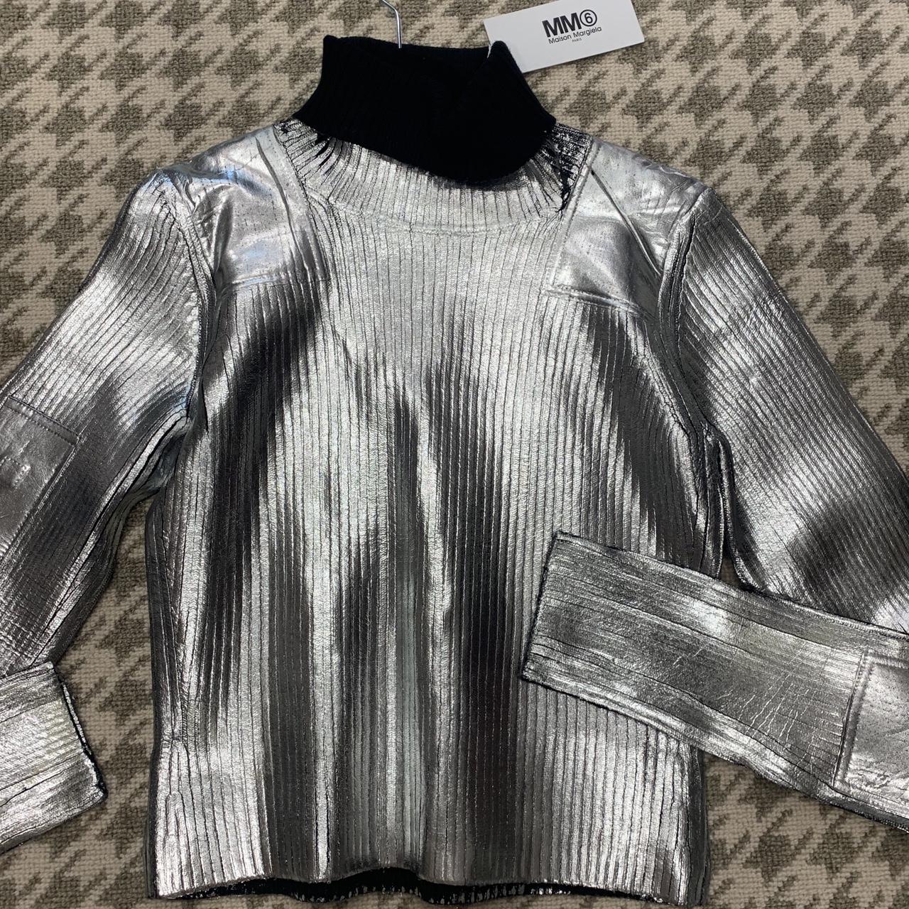 Maison Margiela Women's Black and Silver Jumper | Depop