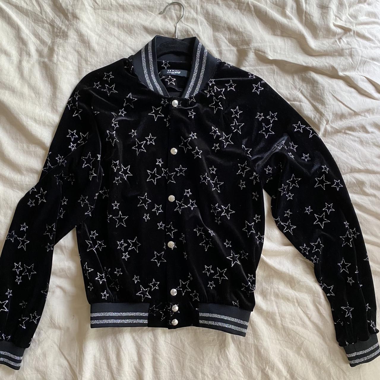 Glitter stars velour bomber/track jacket from Nasty... - Depop