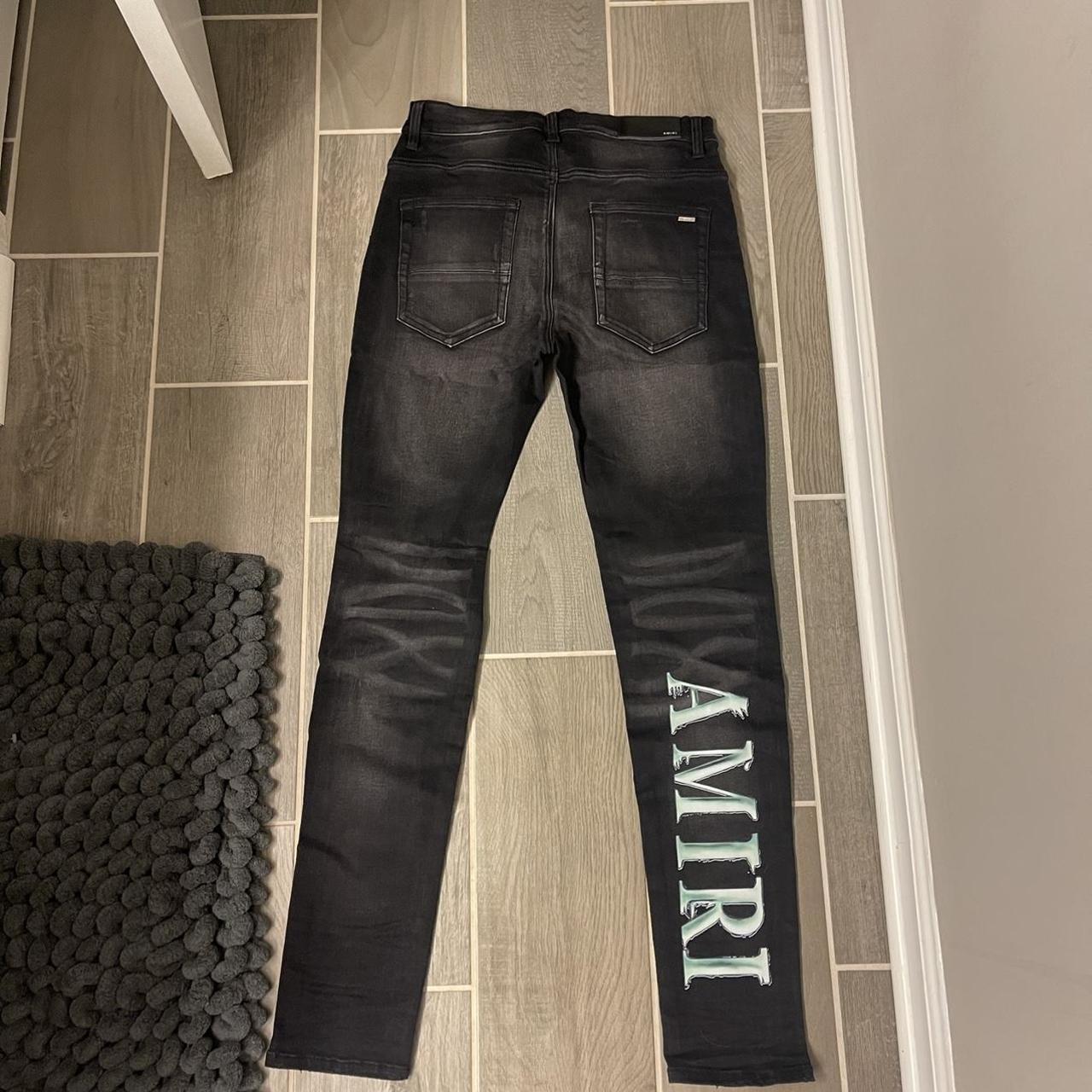 Amiri Watercolor logo-print skinny jeans retail... - Depop