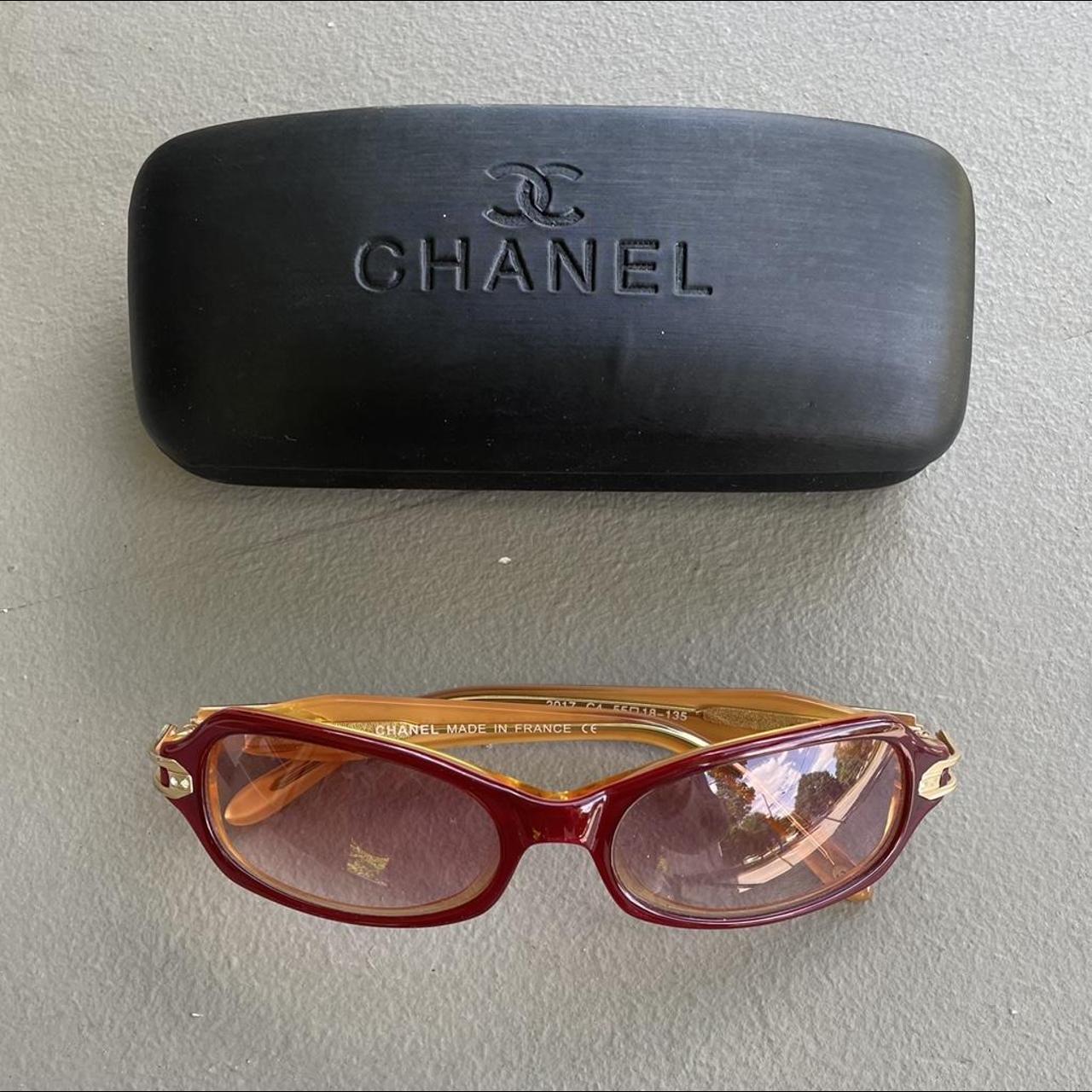 Vintage Chanel Sunglasses 💋 ️ Gorgeous Red and Gold... - Depop