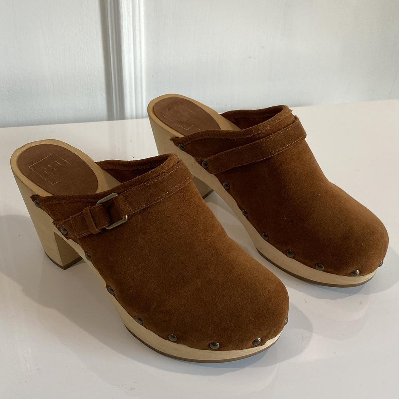 Gap leather clog Brown tan Genuine leather Size... - Depop