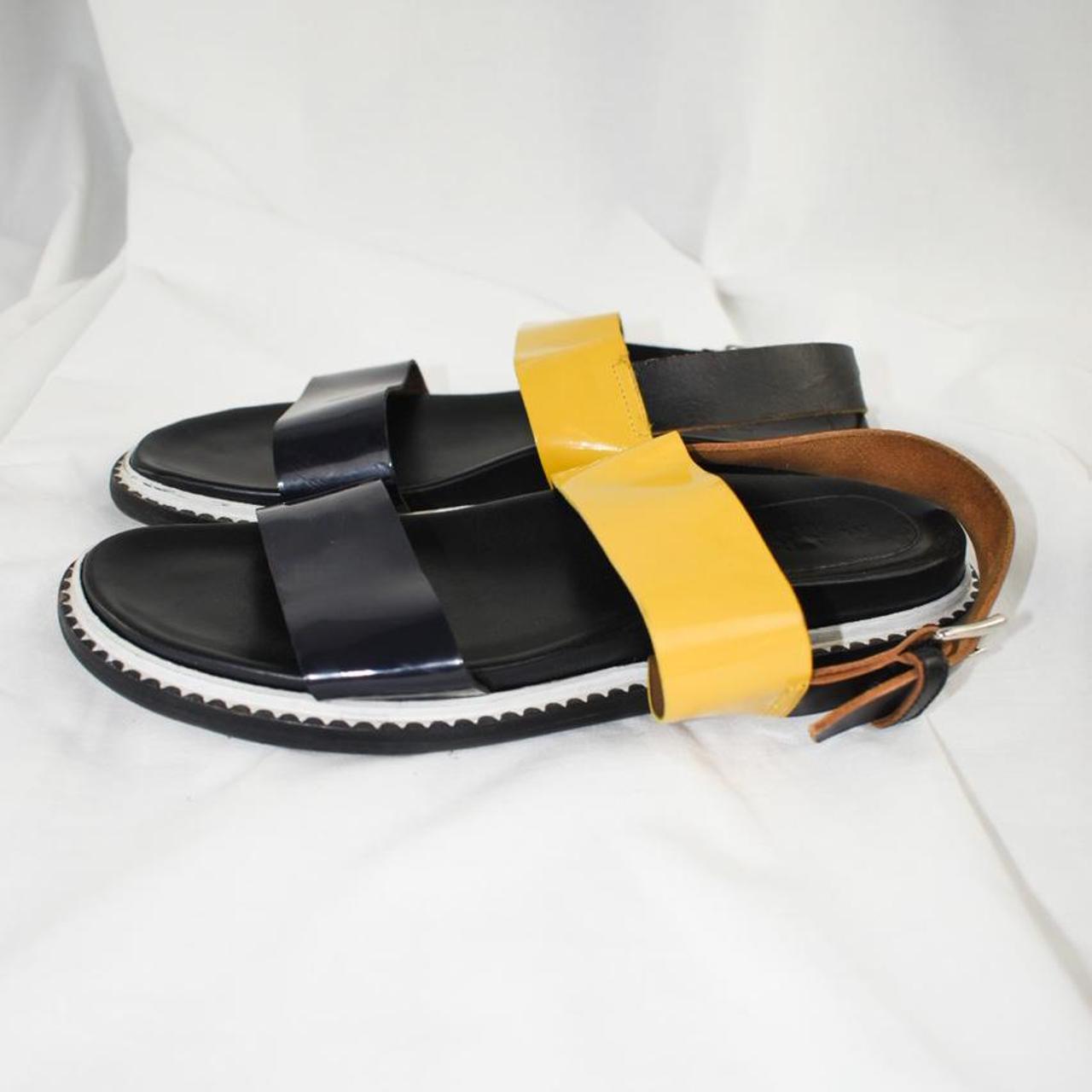 Marni Women's Navy and Yellow Sandals | Depop