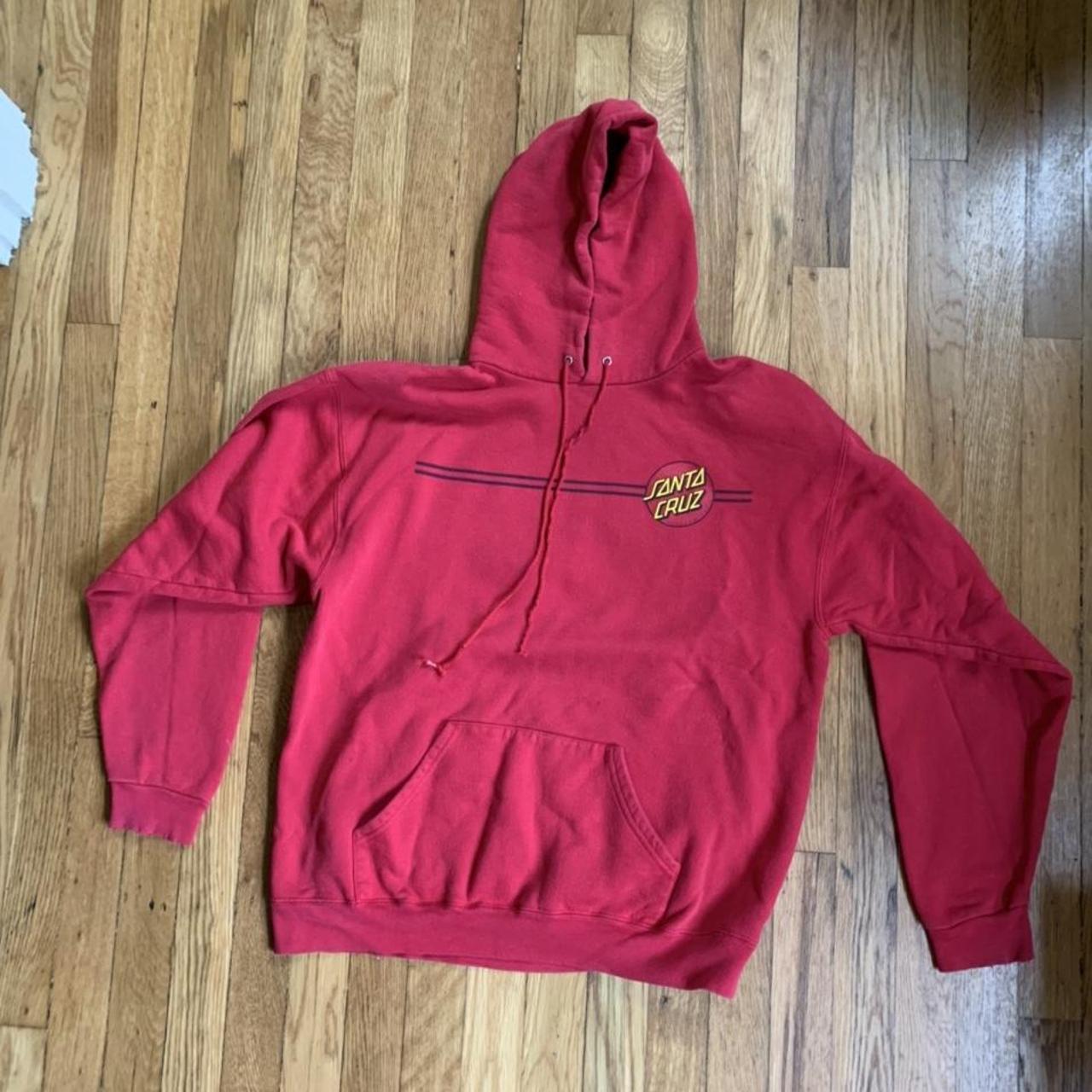 Vintage Santa Cruz Red Hoodie. 24 inches long, 19... - Depop