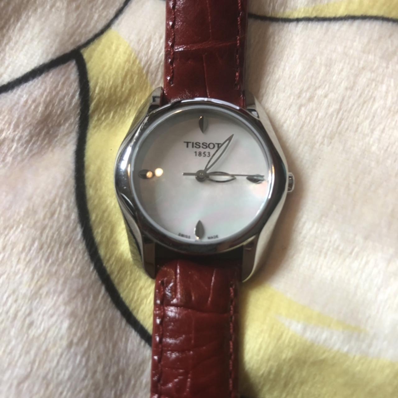 Tissot Women's Burgundy and Red Watch | Depop