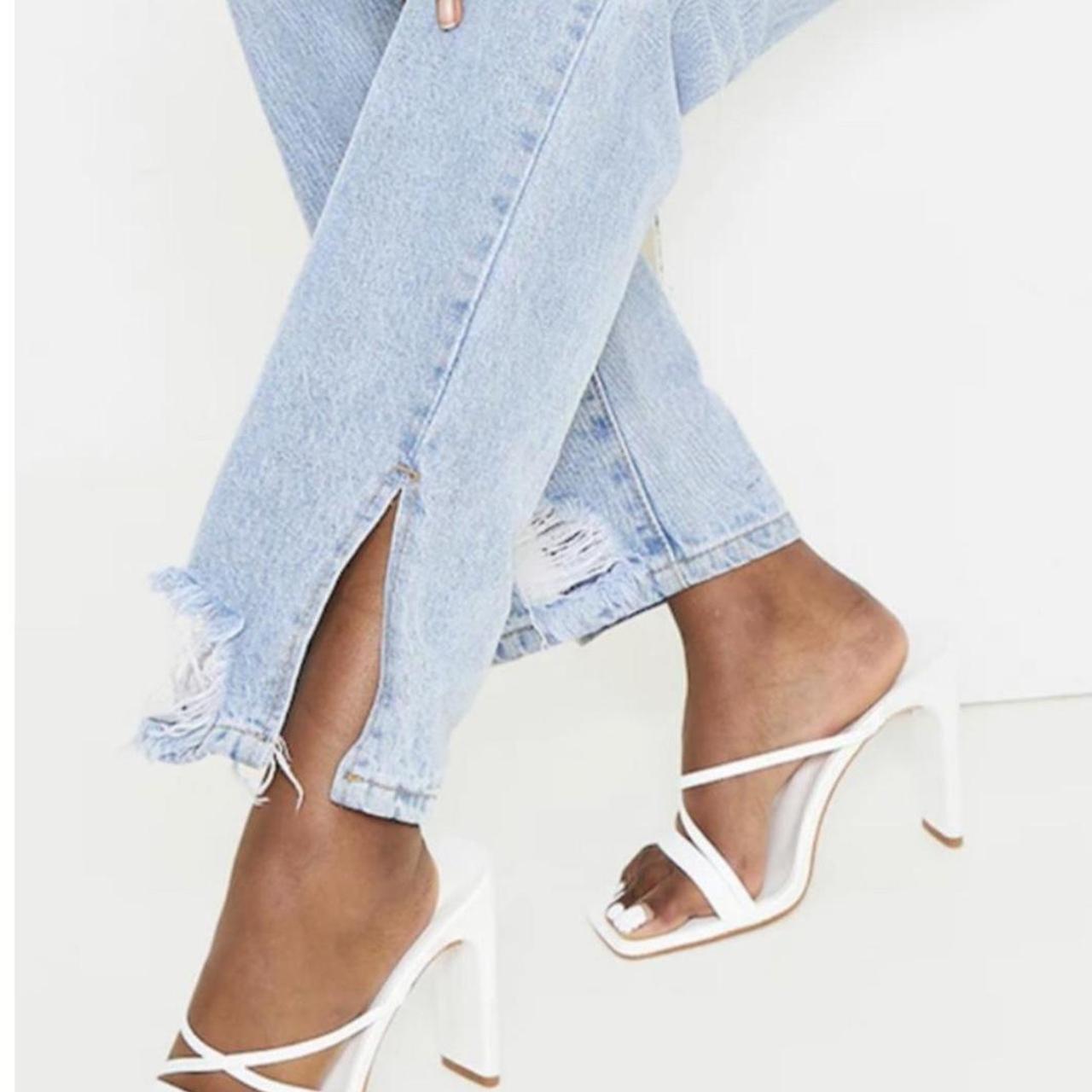 Pretty Little Thing White heels -PU white leather... - Depop