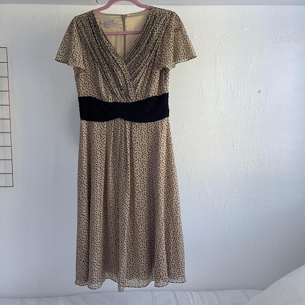 Jacques Vert Women's Black and Brown Dress | Depop