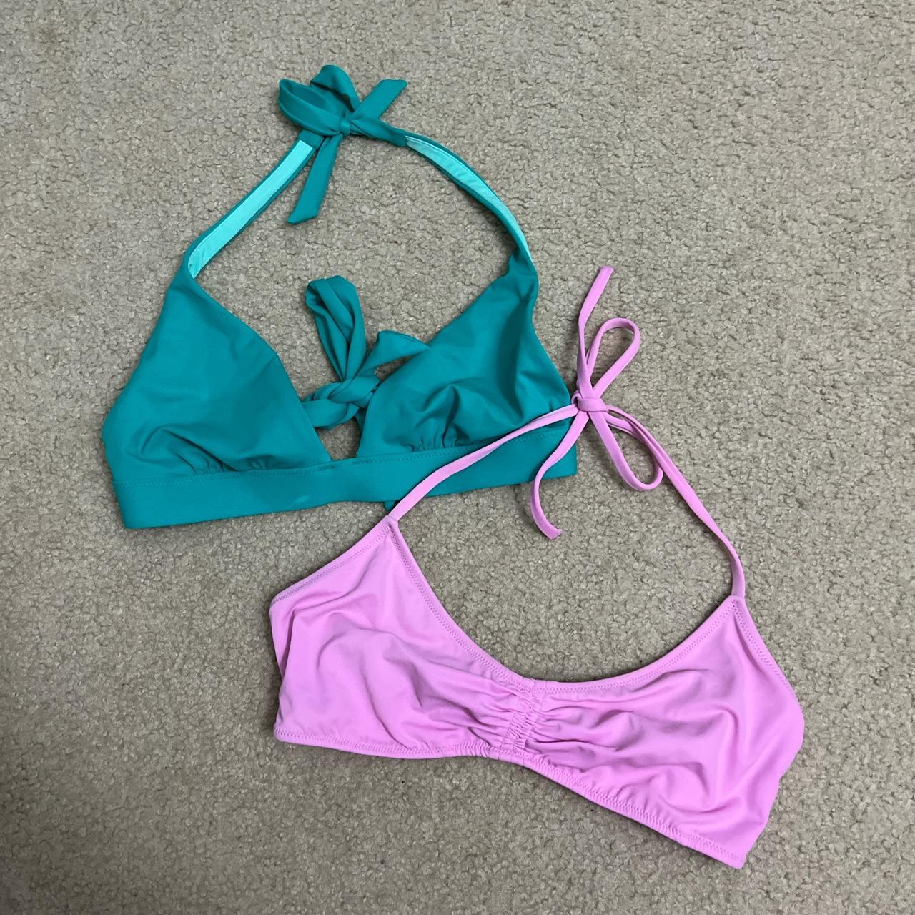 victoria’s secret swimsuit top bundle green and... - Depop