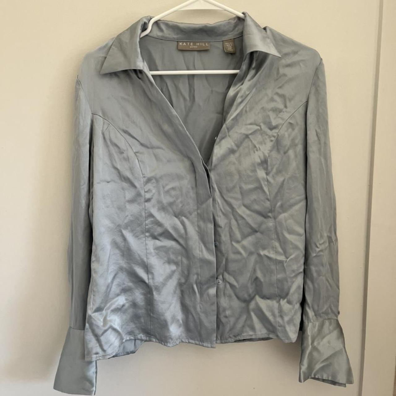 vintage 100% silk button up shirt! beautiful... - Depop