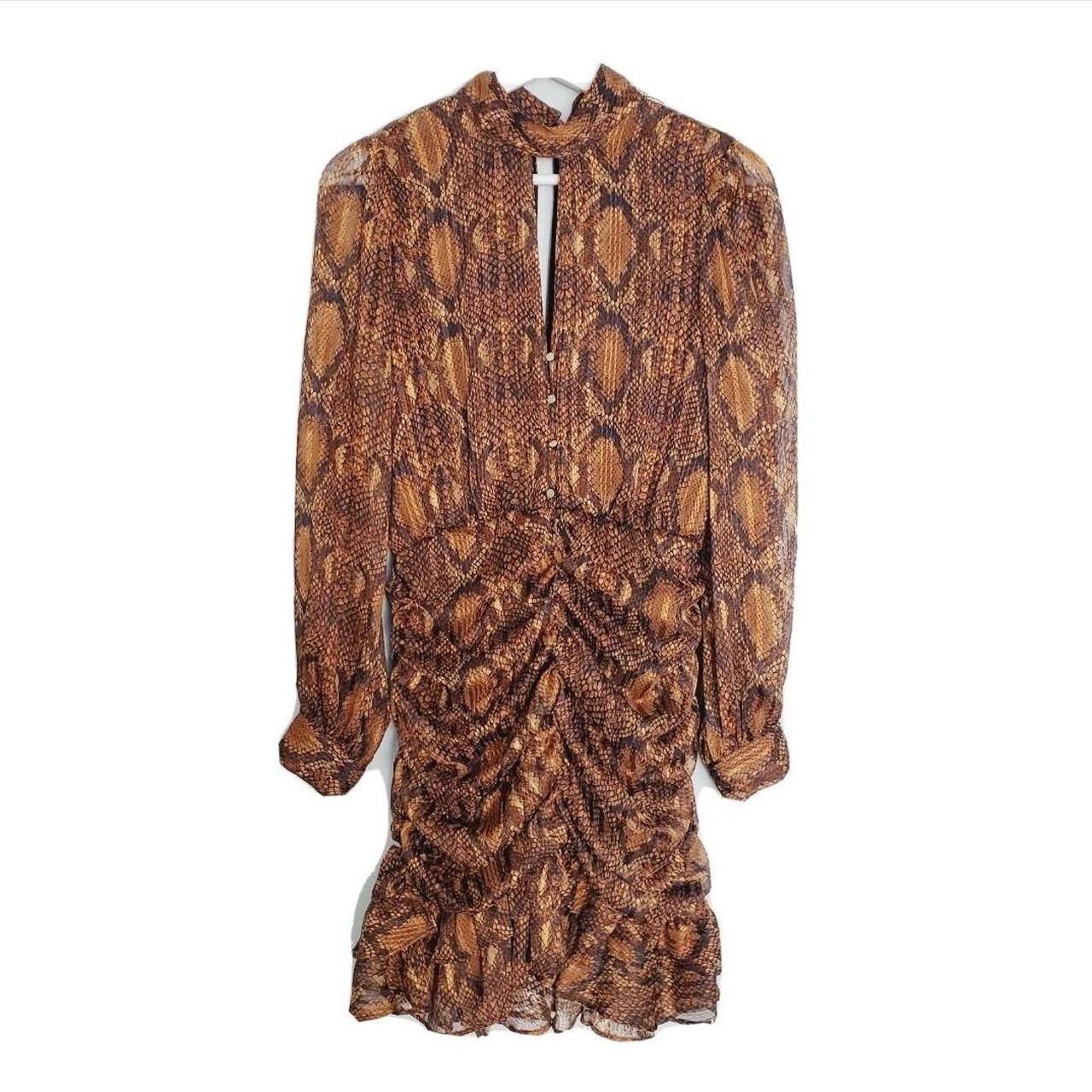 NEW Zara Ruched Animal Snake Print Mini Dress Size... - Depop