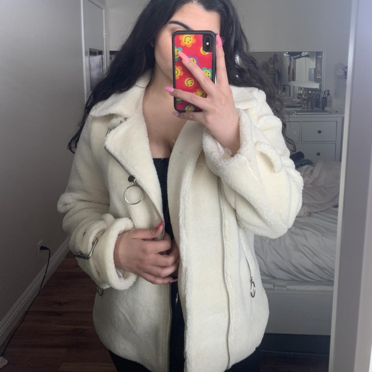 White/cream cozy jacket with ring zips and cute... - Depop
