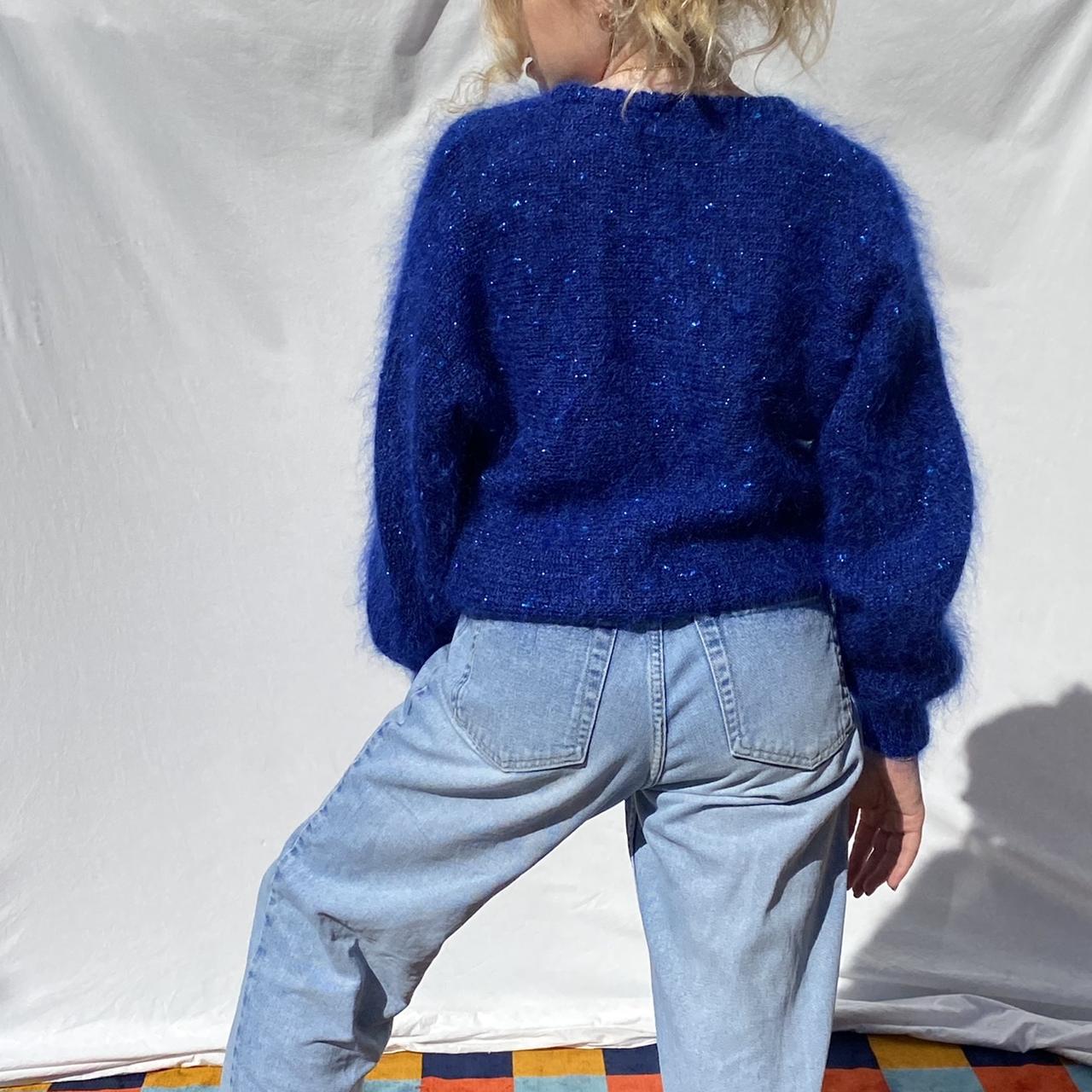 80s vintage bright blue carducci sweater. blue... - Depop