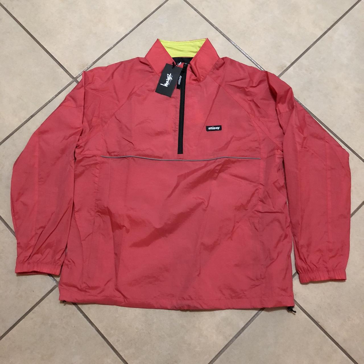 STUSSY SPORT PULLOVER TRACK JACKET RED SIZE XL... - Depop