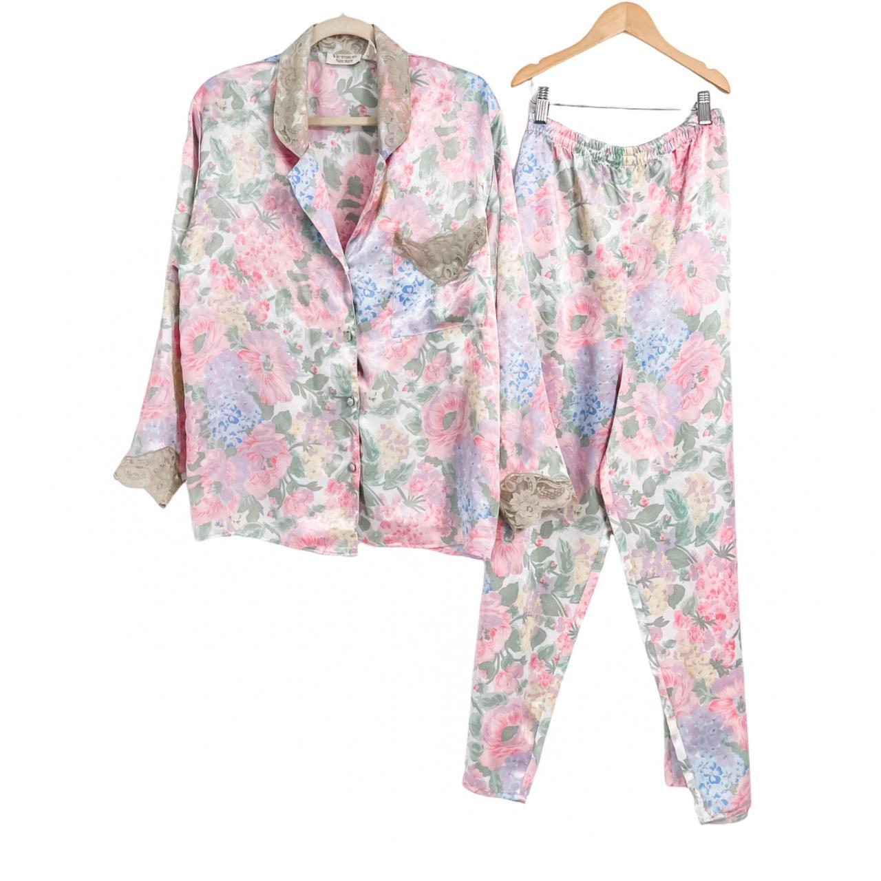 Vintage Victorias Secret pajamas silky lace size... - Depop