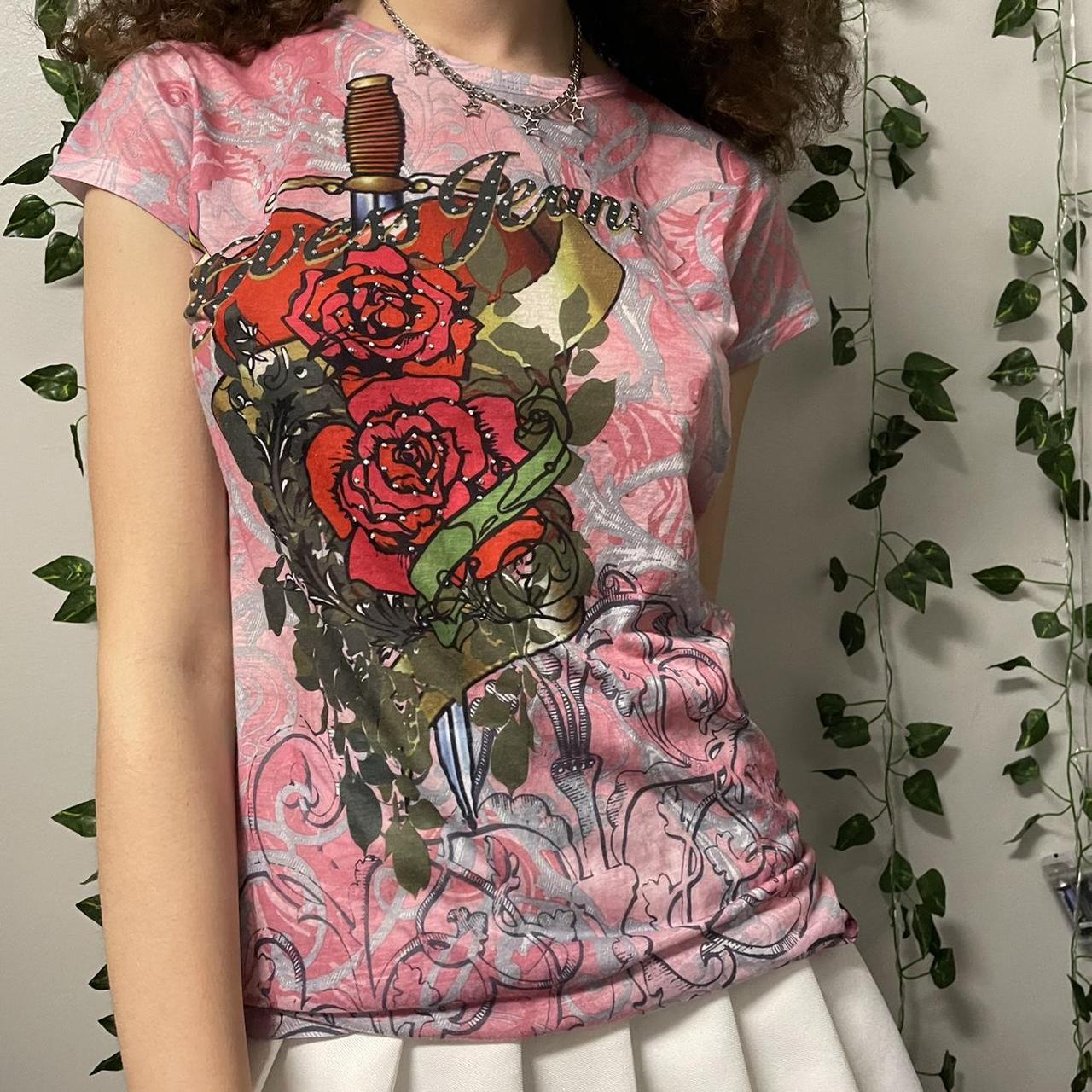 y2k grunge tee ☆ ☆ iconic y2k pink grunge tee... - Depop