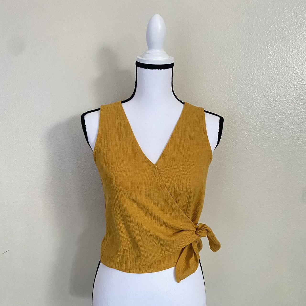 madewell mustard yellow wrap top - Depop