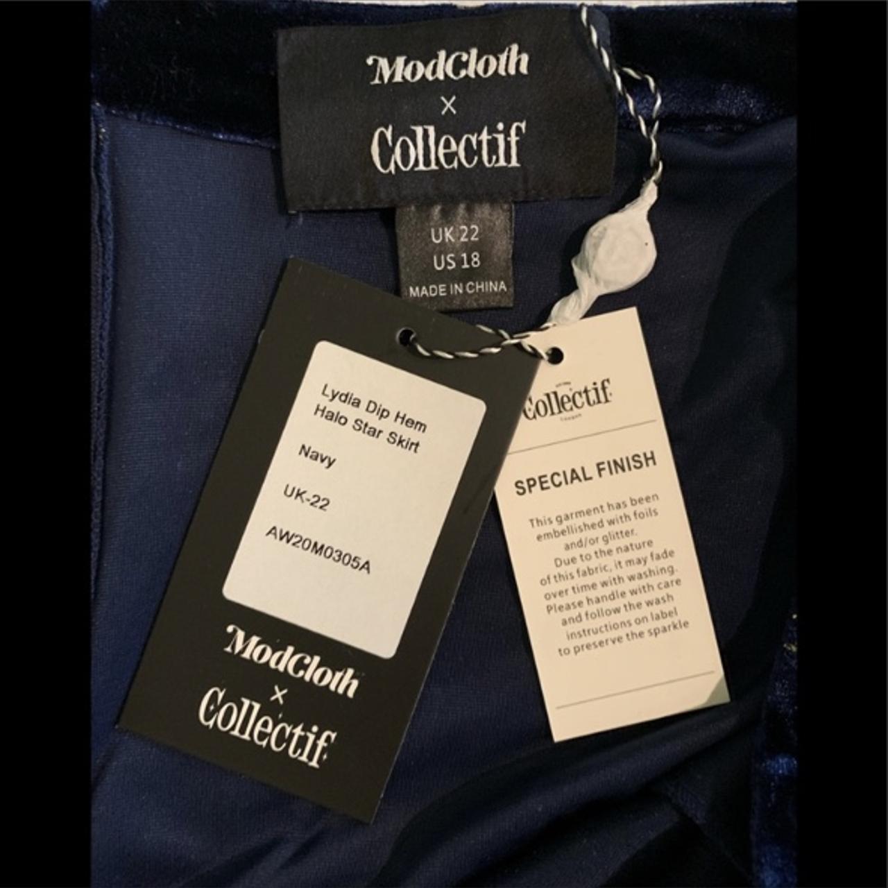 NWT ModCloth x Collectif Size US 18/UK 22 Navy Blue... - Depop