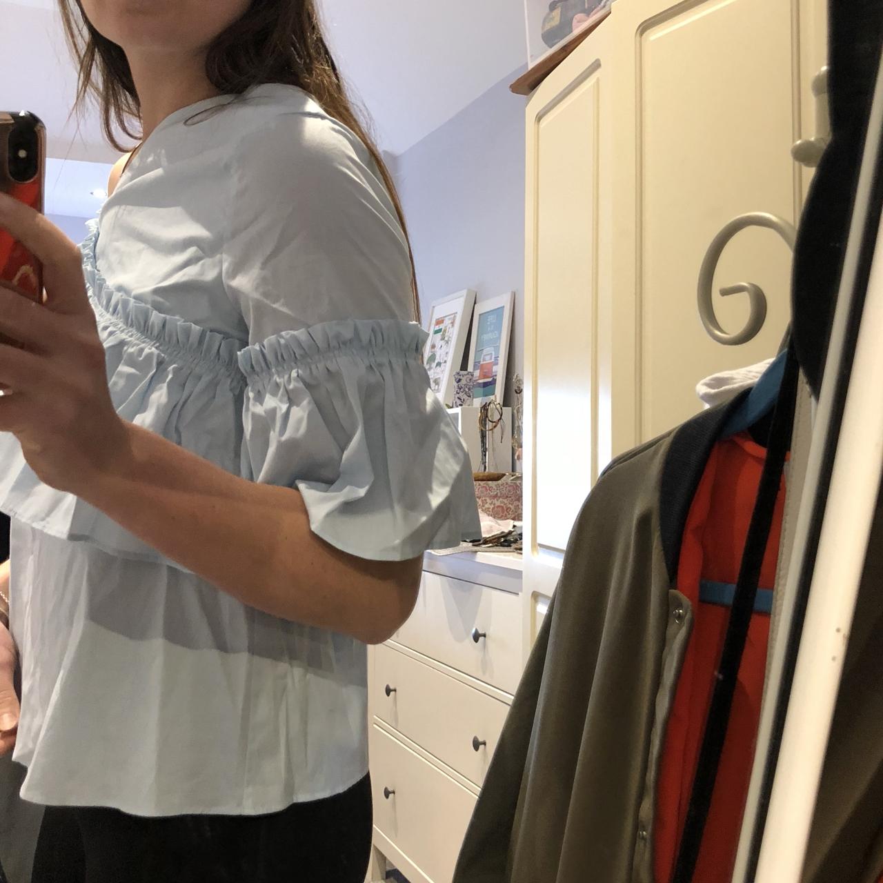 Topshop light baby blue frill detail top never been... - Depop