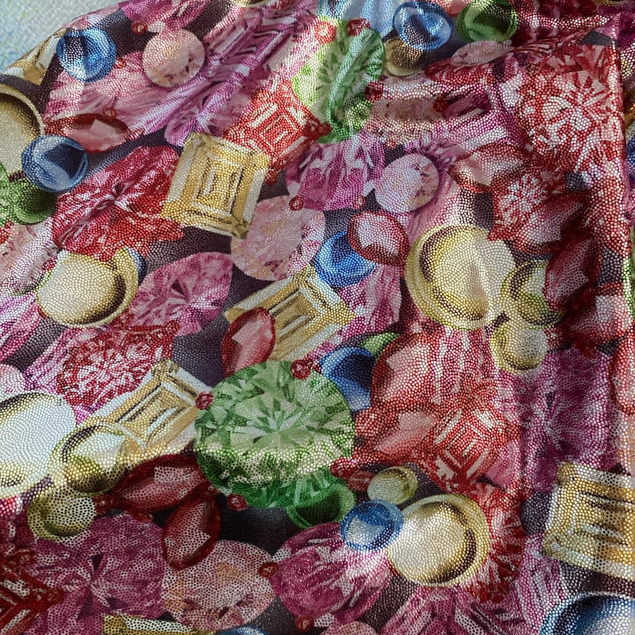Amazing gemstone and jewel print metallic spandex... - Depop